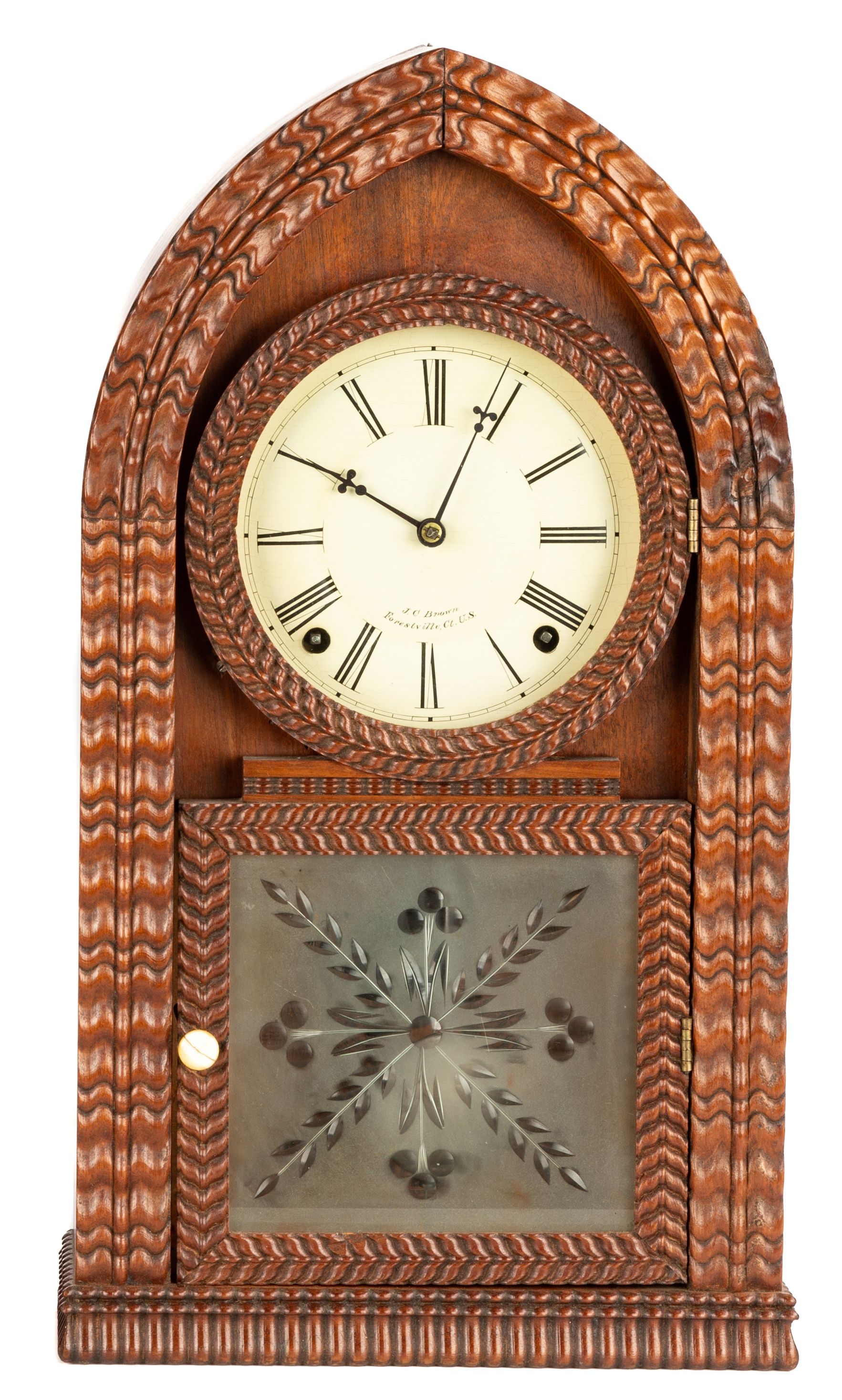 J.C. Brown Ripple Front Beehive Shelf Clock | Cottone Auctions