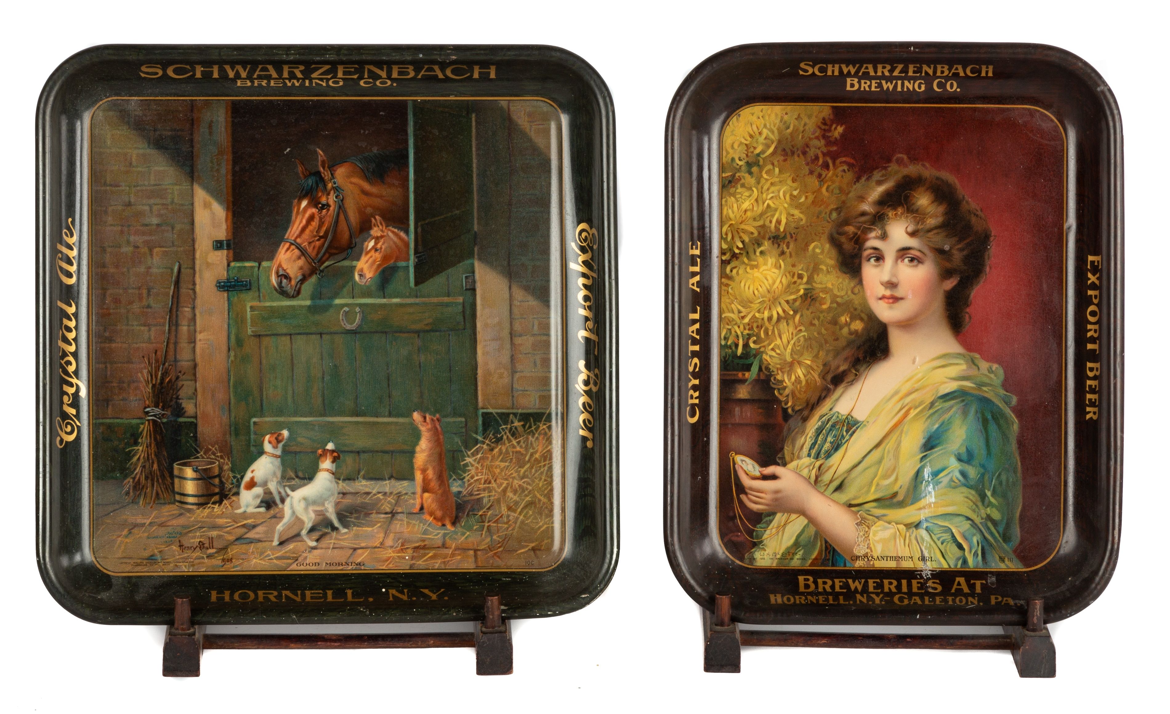 Two Tin Lithograph Advertising Trays | Cottone Auctions