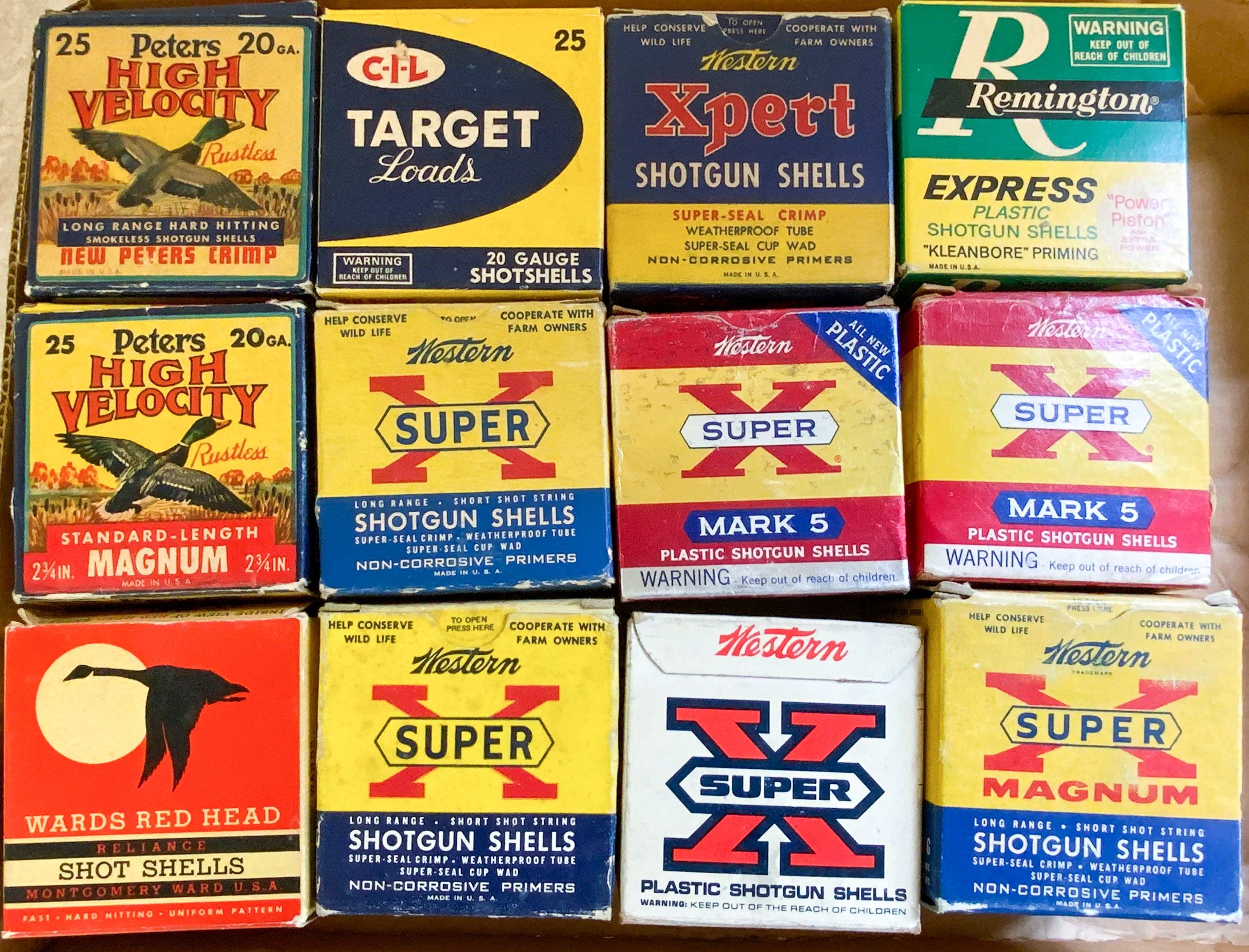 (12) 20 Gauge Shotgun Shell Boxes | Cottone Auctions