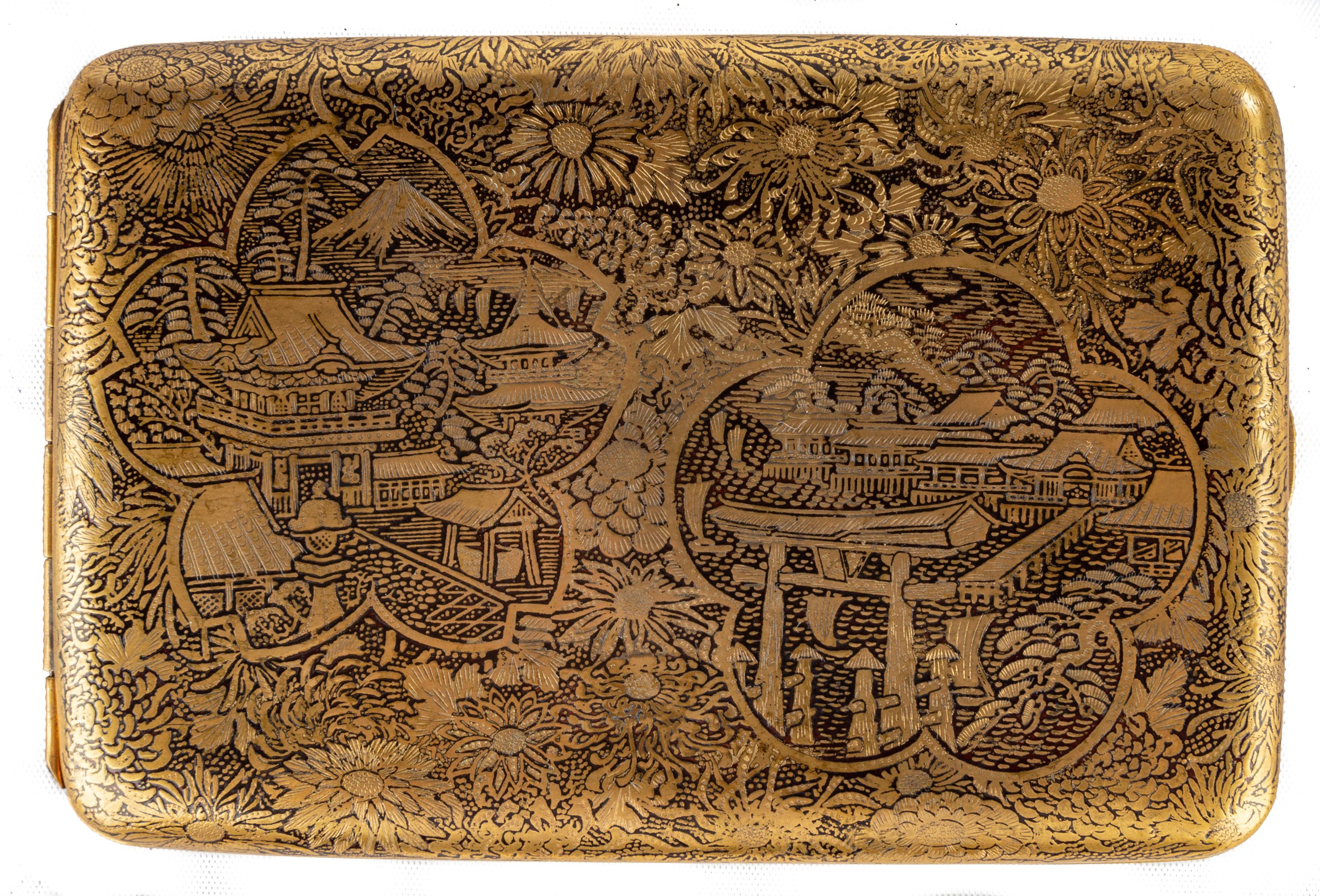 Japanese Mixed Metal 24kt Gold Damascene Cigarette Case | Cottone Auctions