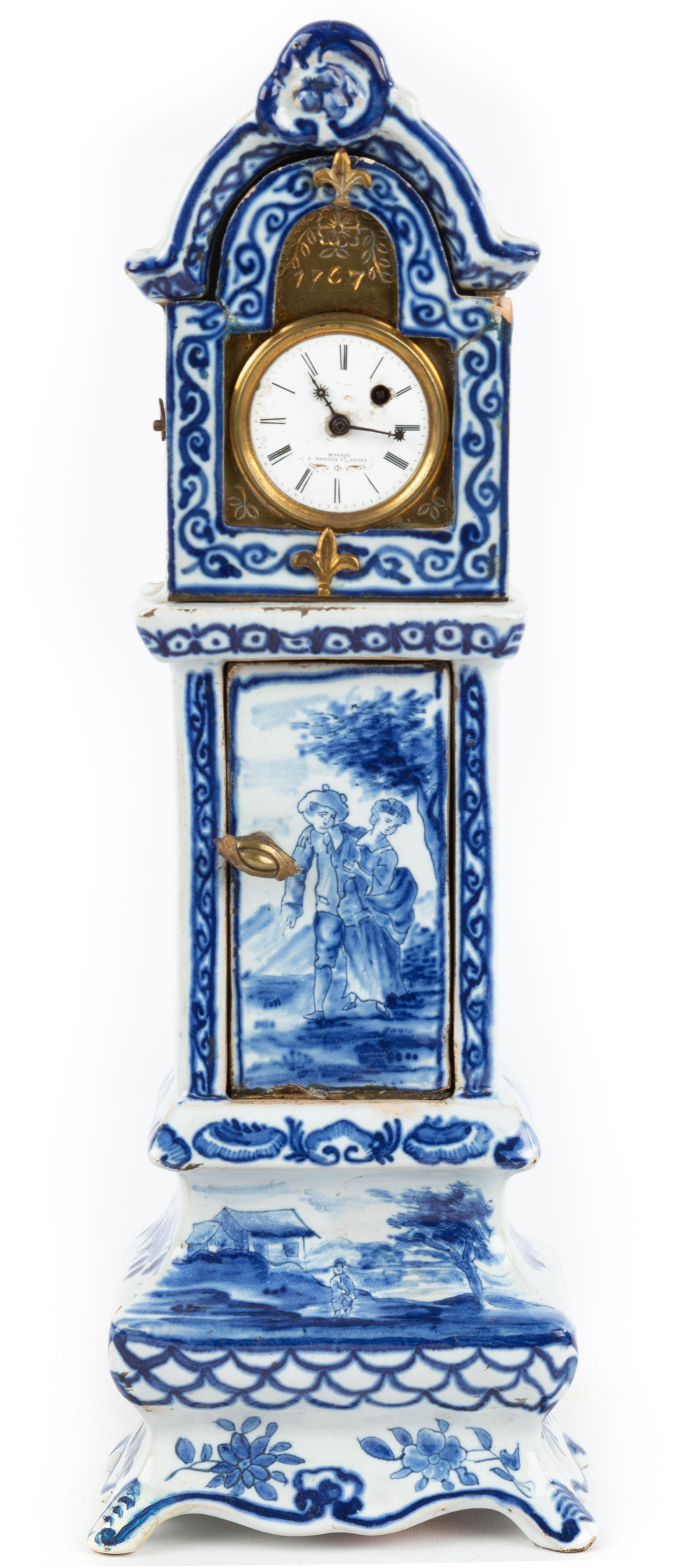 Delft Pottery Miniature Tallcase Clock | Cottone Auctions