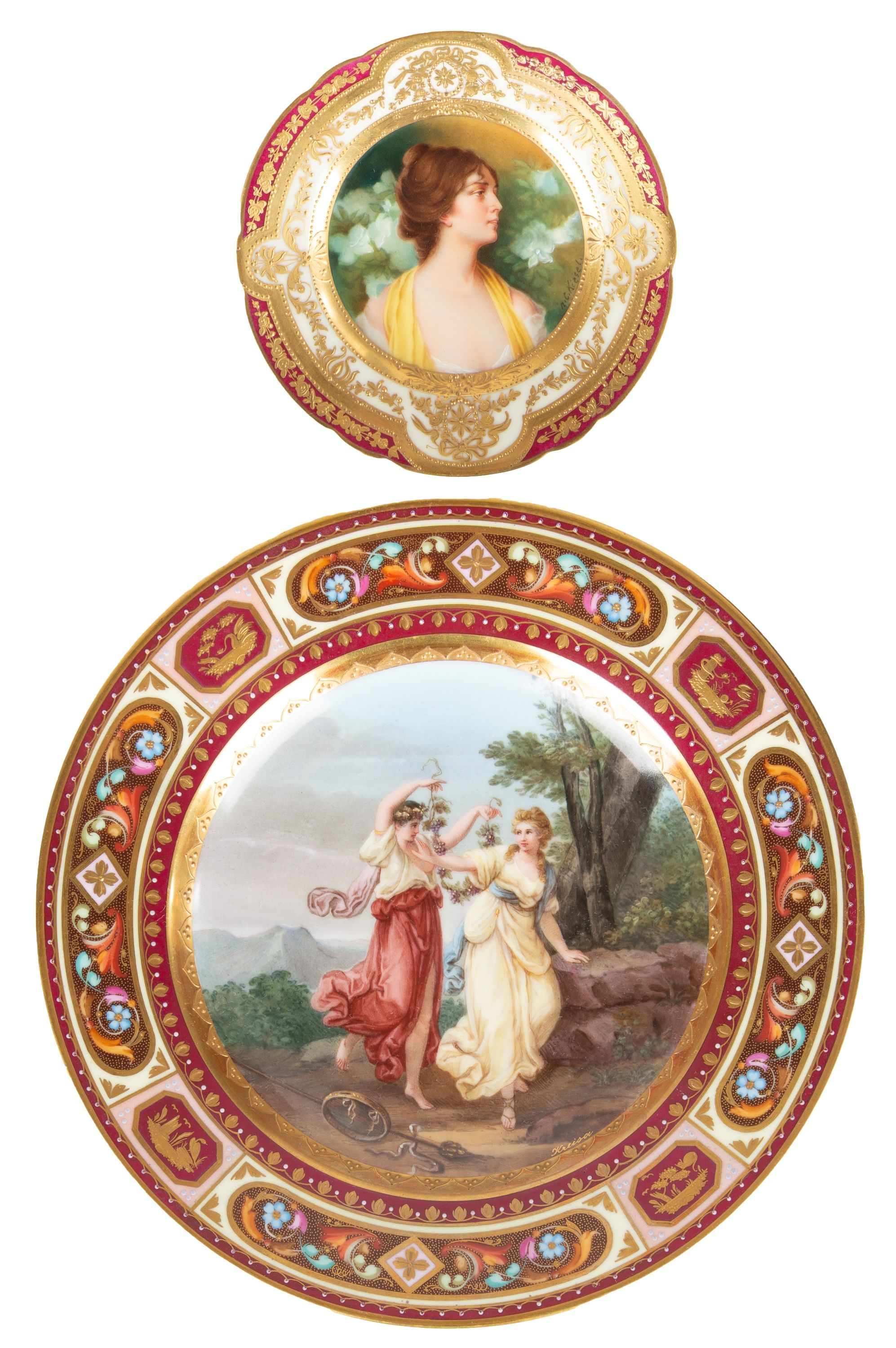 (2) German Painted Porcelain Plates | Cottone Auctions