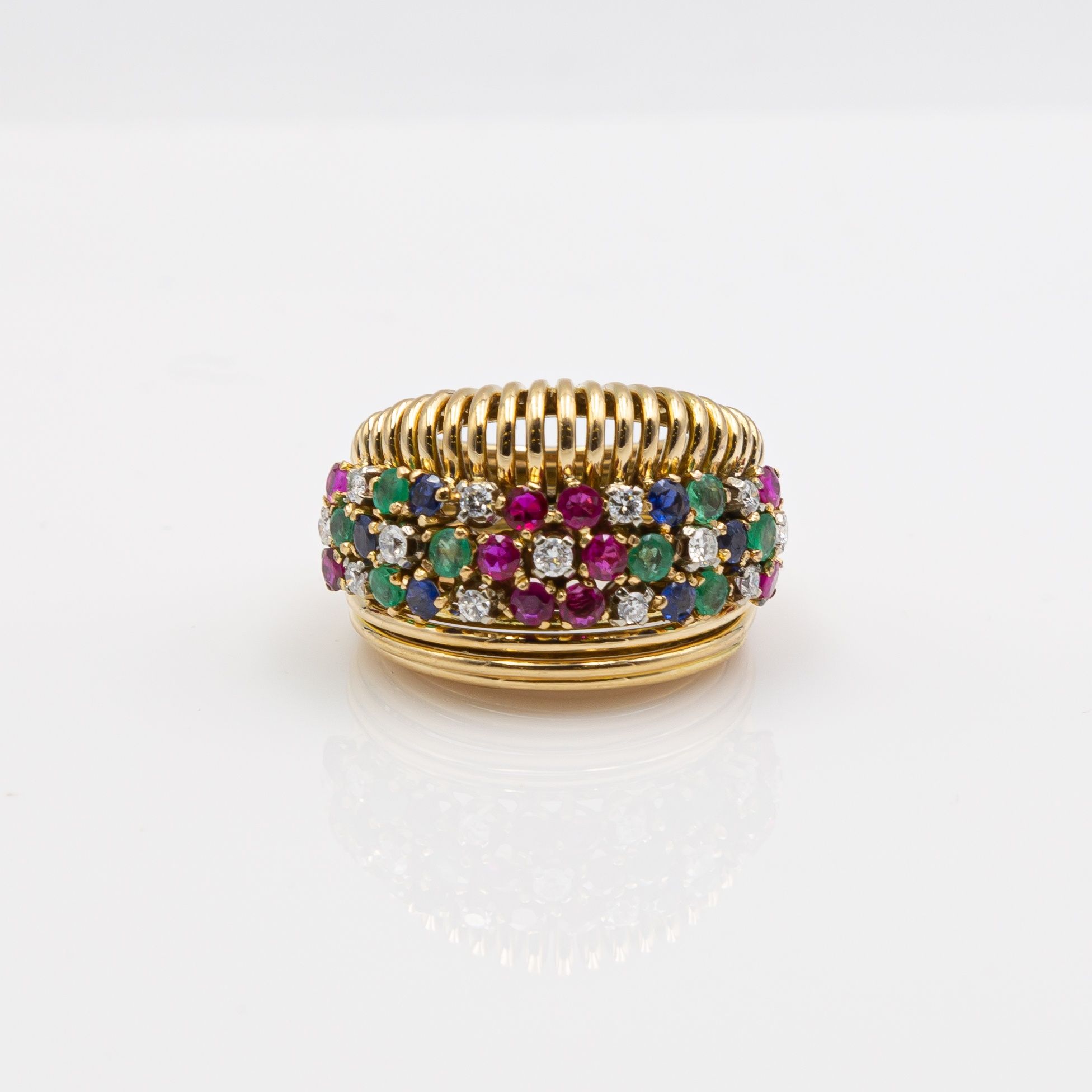 18K Gold, Diamond, Ruby and Sapphire Ring | Cottone Auctions