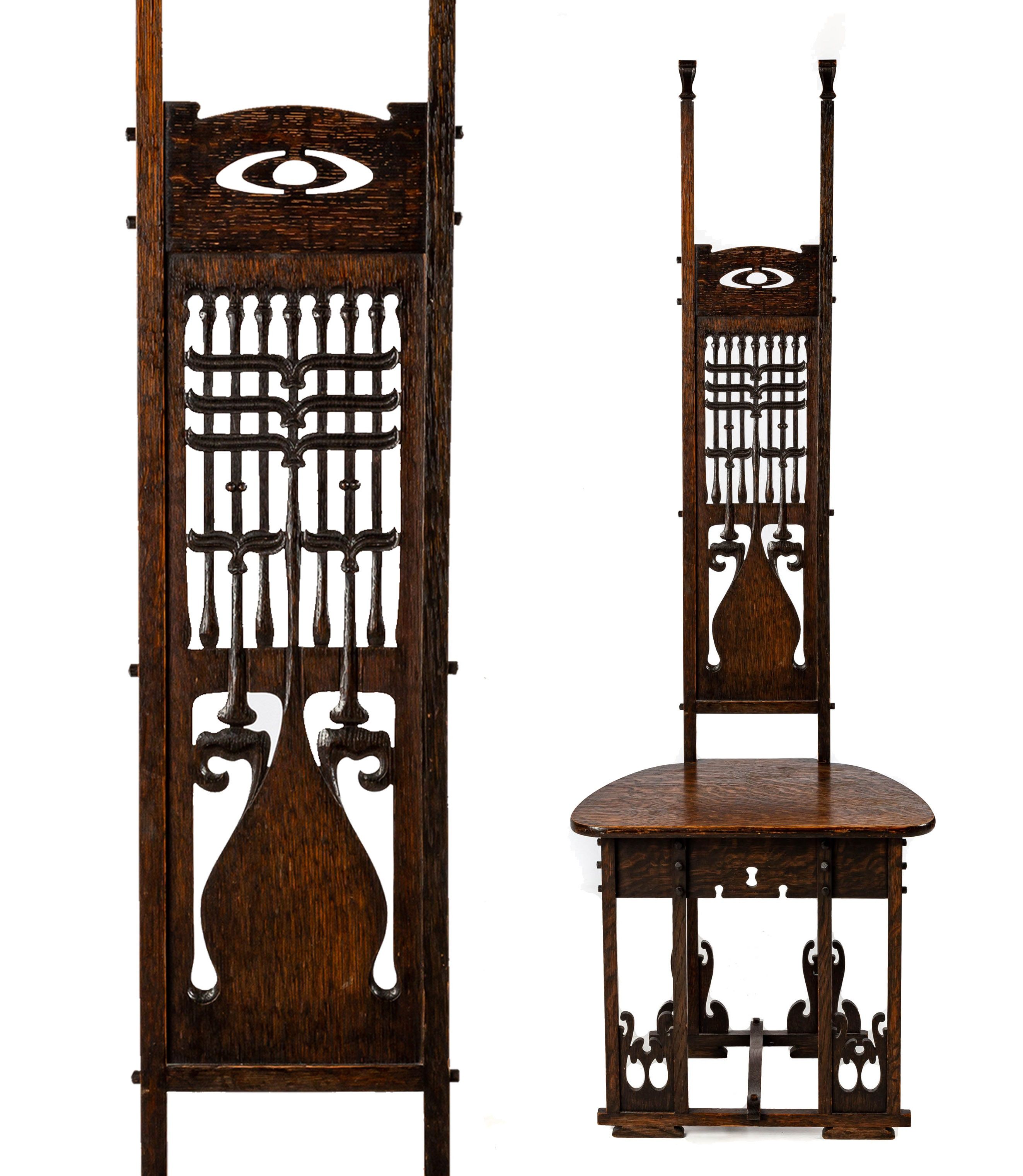 Fine & Rare Charles Rohlfs (American, 1853–1936) Oak Hall Chair ...