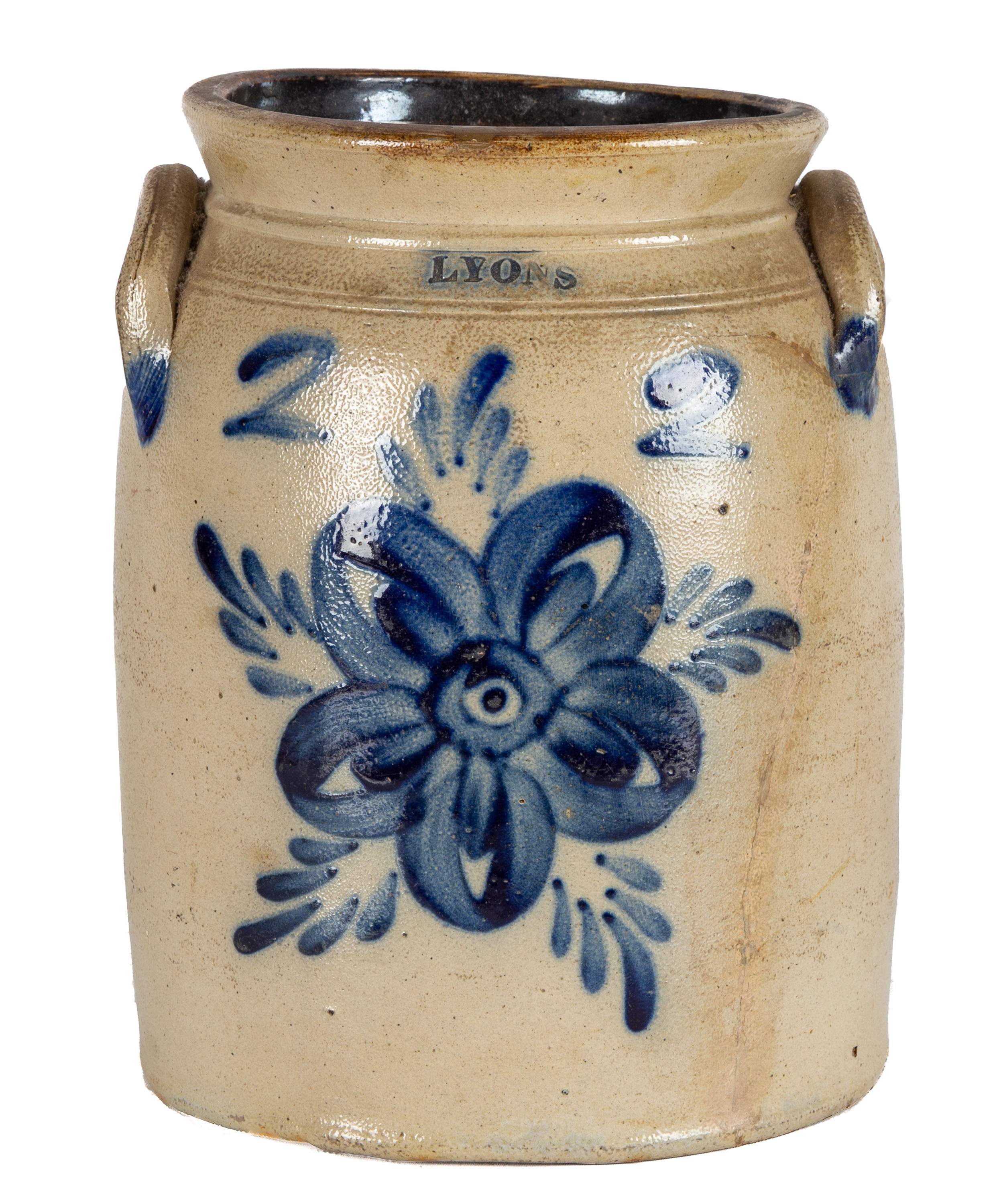Lyons 2 Gallon Stoneware Crock with Flower | Cottone Auctions