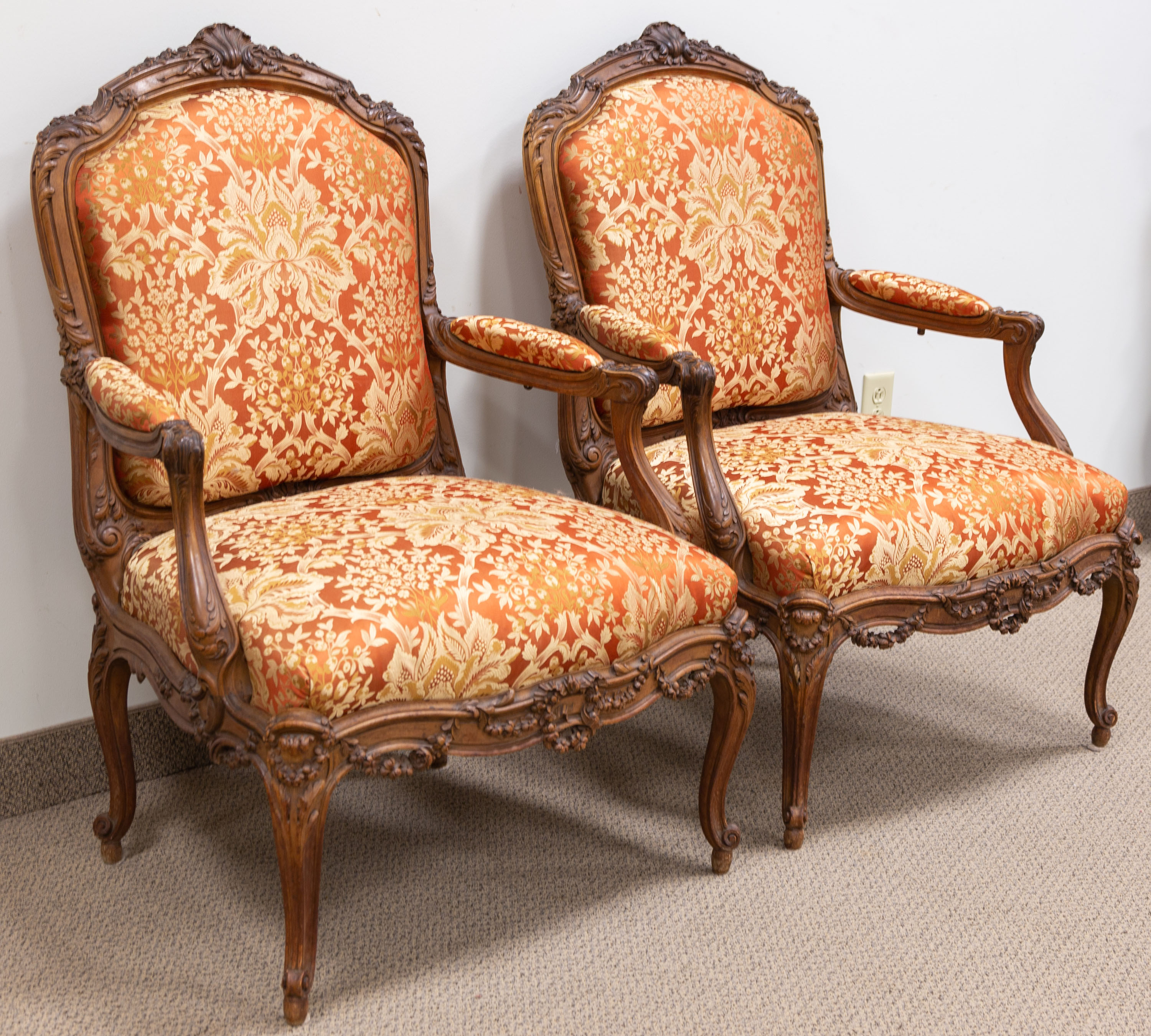Pair of French Rococo Arm Chairs | Cottone Auctions