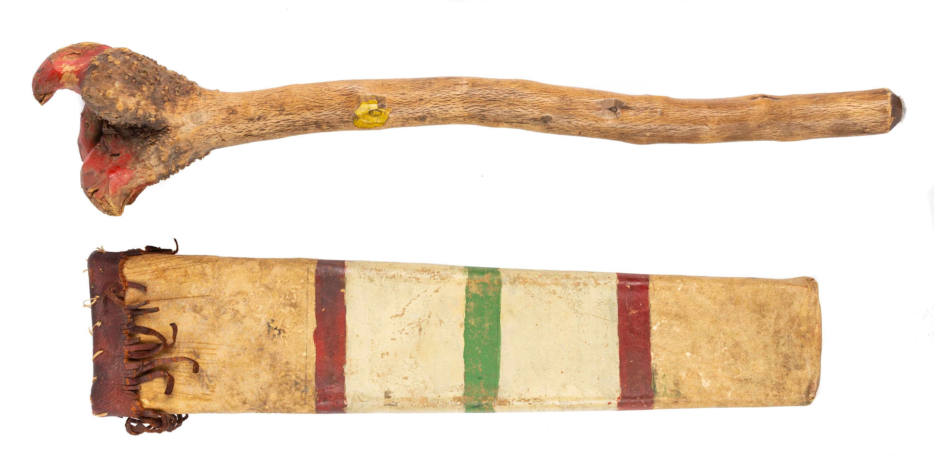 Native American Parchment Quiver & War Club | Cottone Auctions