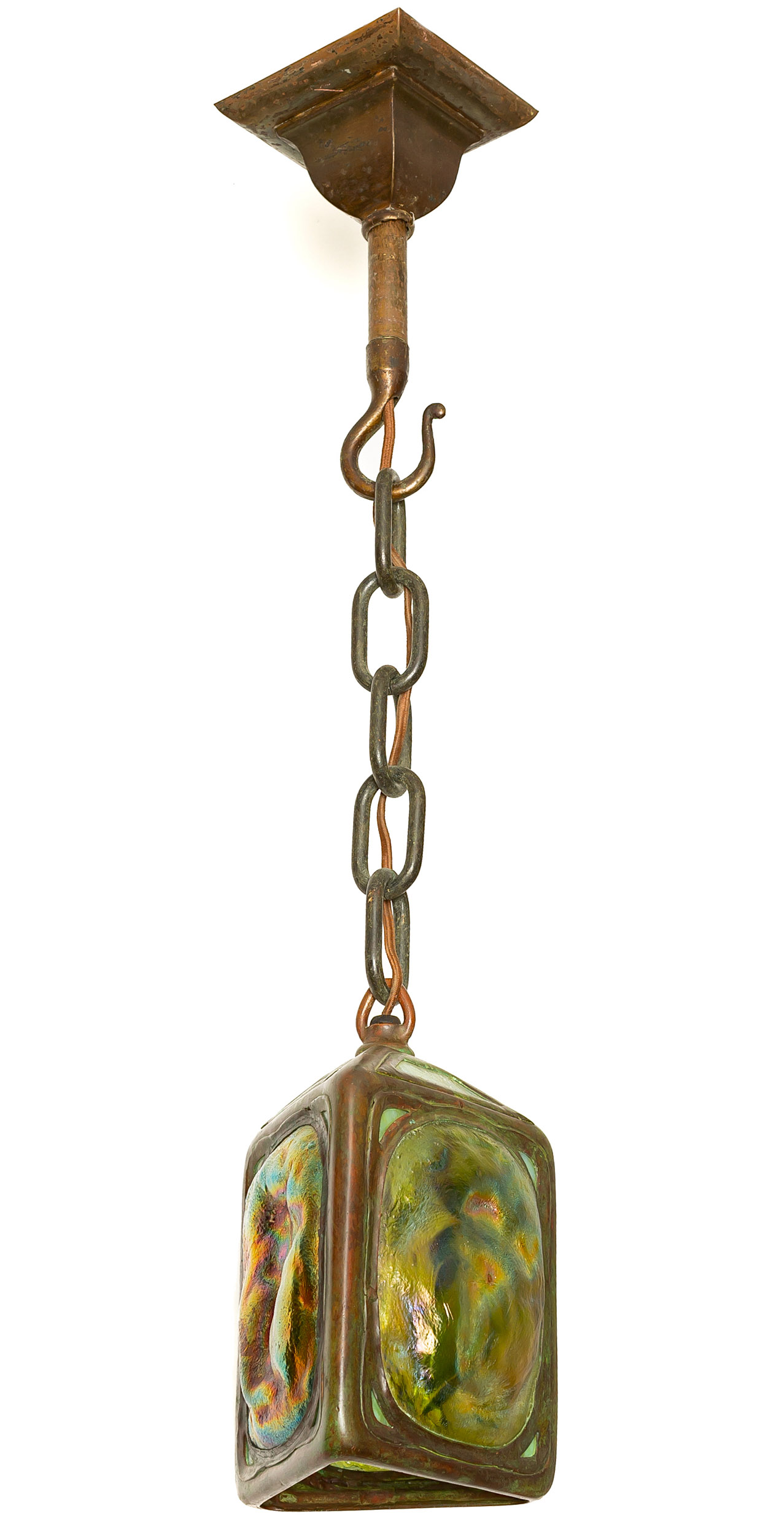 Tiffany Studios, New York 3 Sided Turtleback Lantern | Cottone Auctions