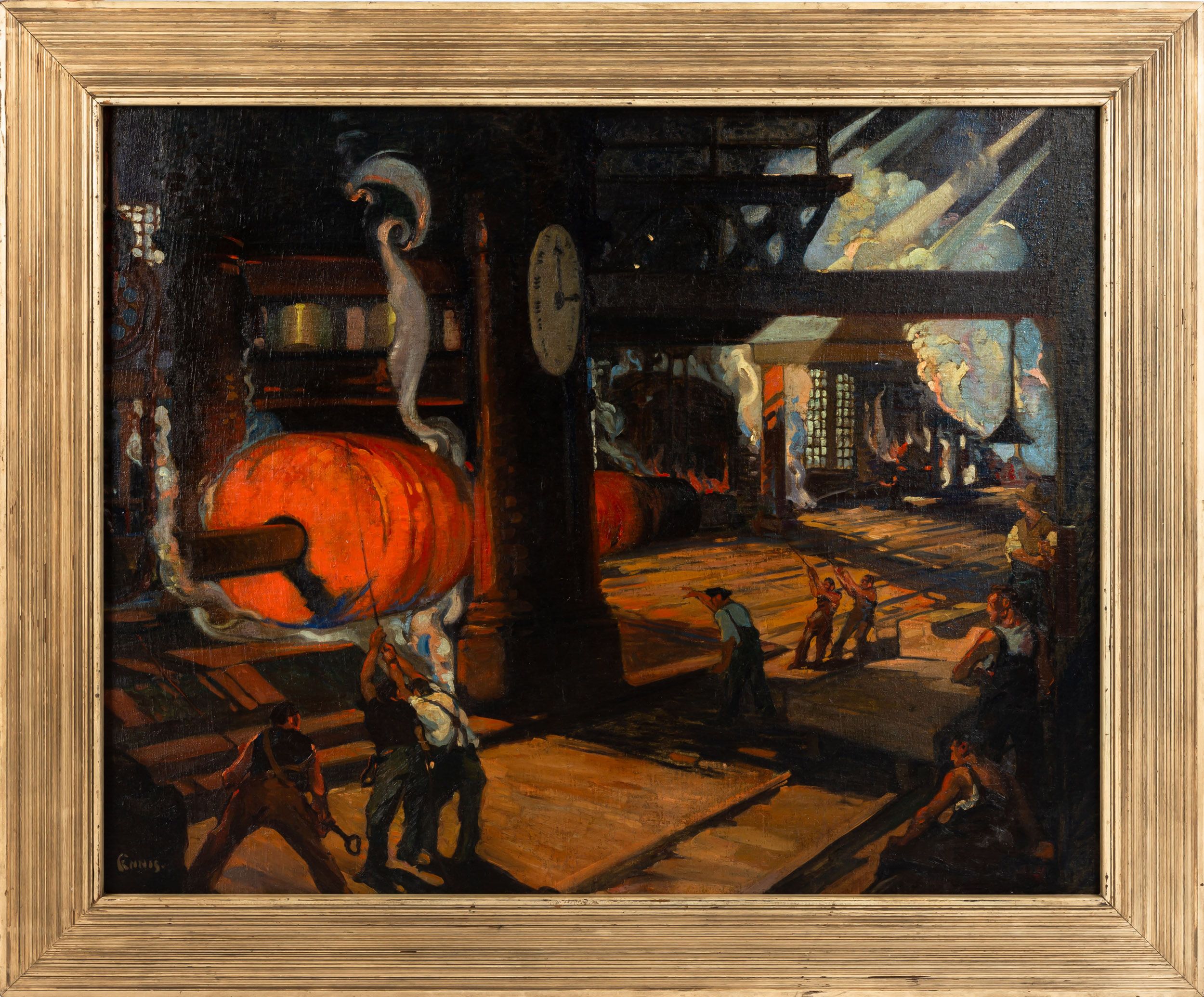 George Pearse Ennis (American, 1884-1936) "Forging a Gun Tube #2 ...