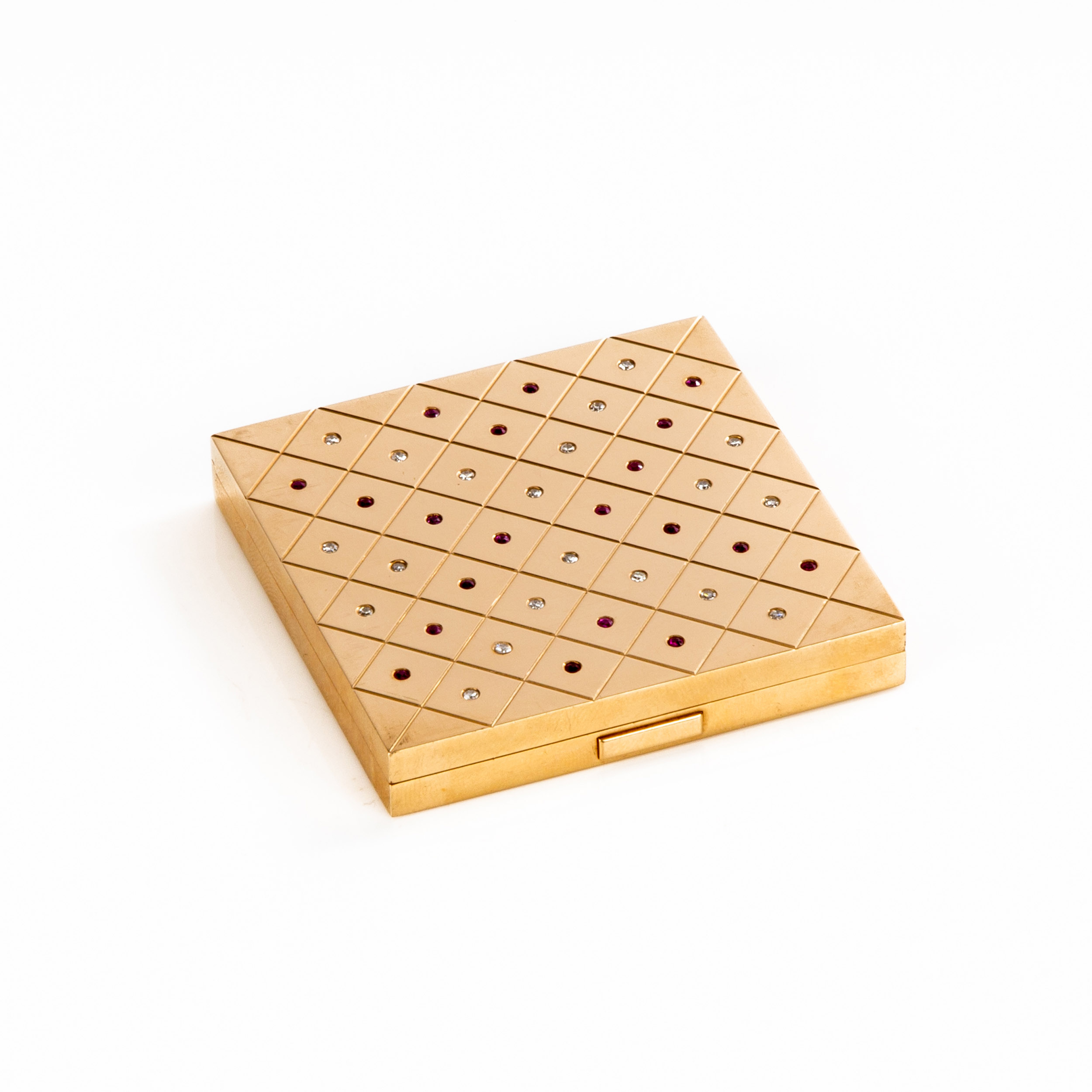 Cartier Gold, Ruby and Diamond Compact with Mirror | Cottone Auctions