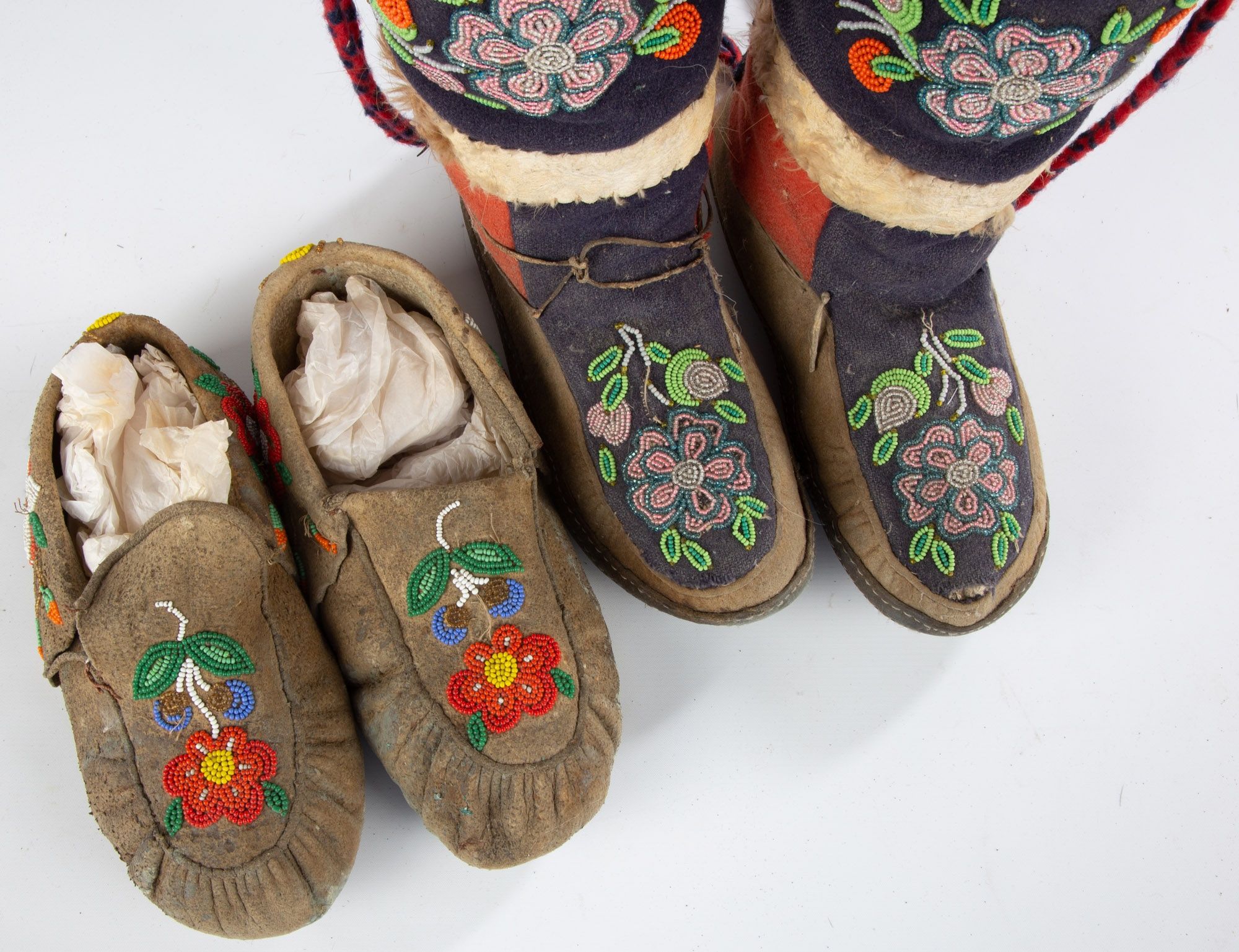 Pair of Great Lakes, Native American Boots and Moccasins | Cottone Auctions