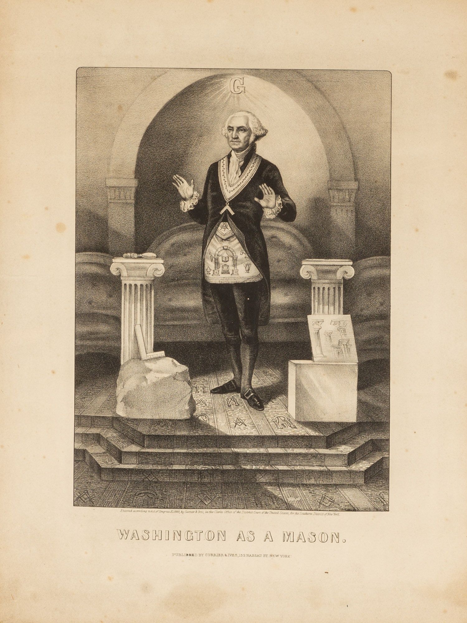 1868 Currier and Ives "Washington as a Mason" Print | Cottone Auctions