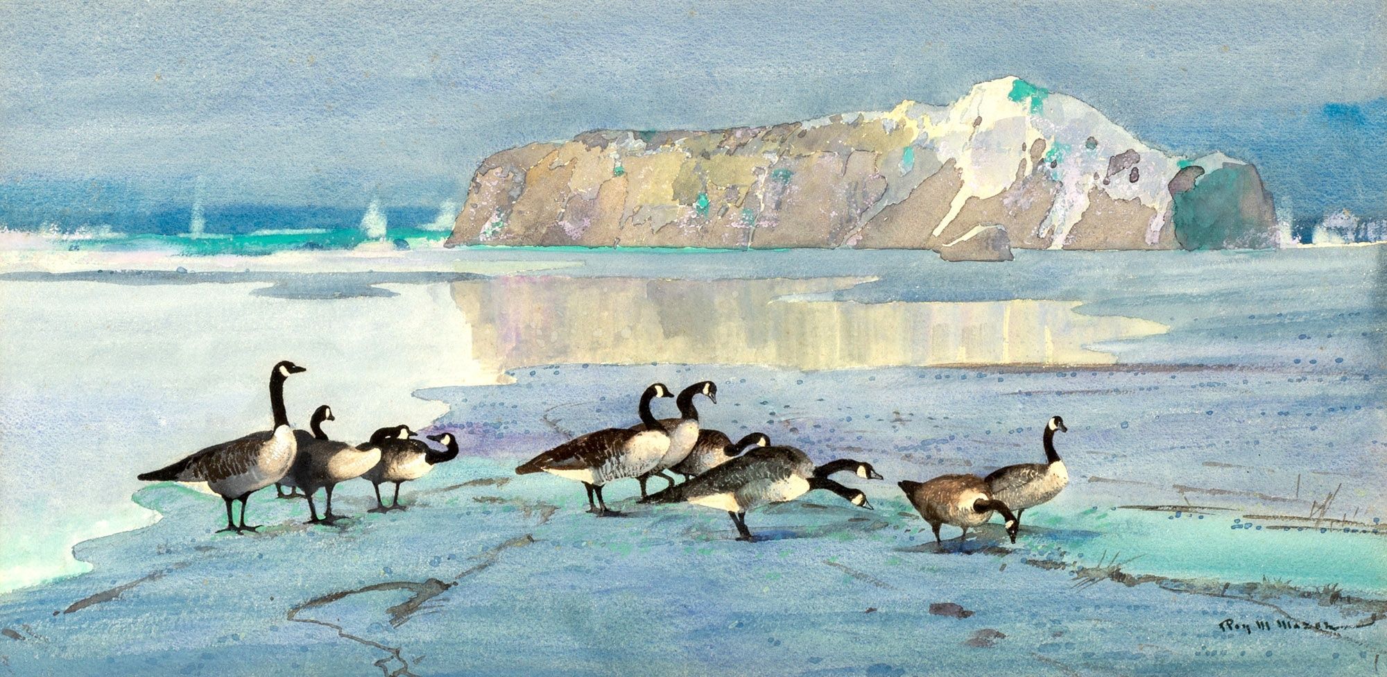 Roy M. Mason (American, 1886-1972) Watercolor with Geese | Cottone Auctions
