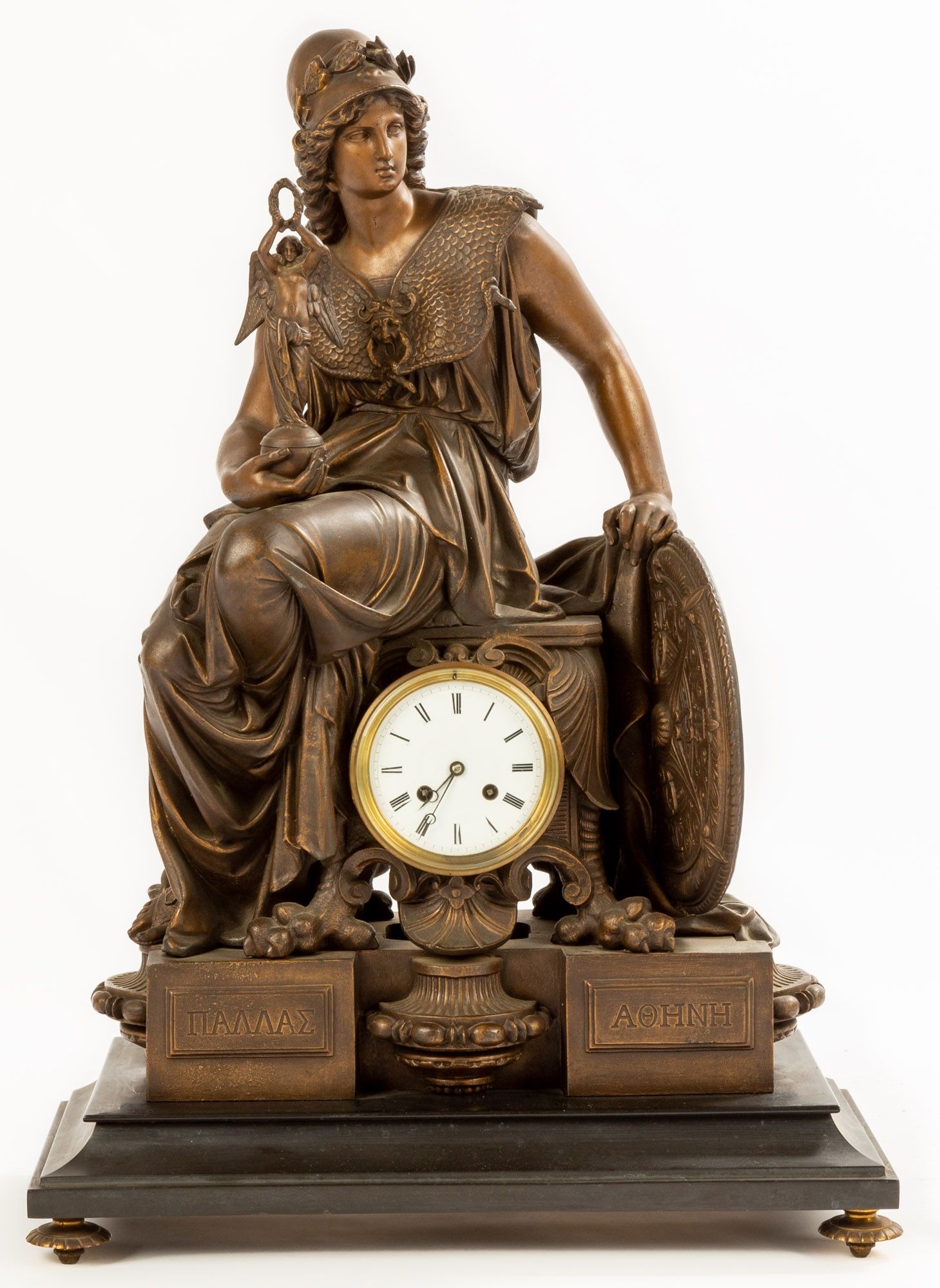 Attributed to Ansonia Figural Mantel Clock of Athena | Cottone Auctions