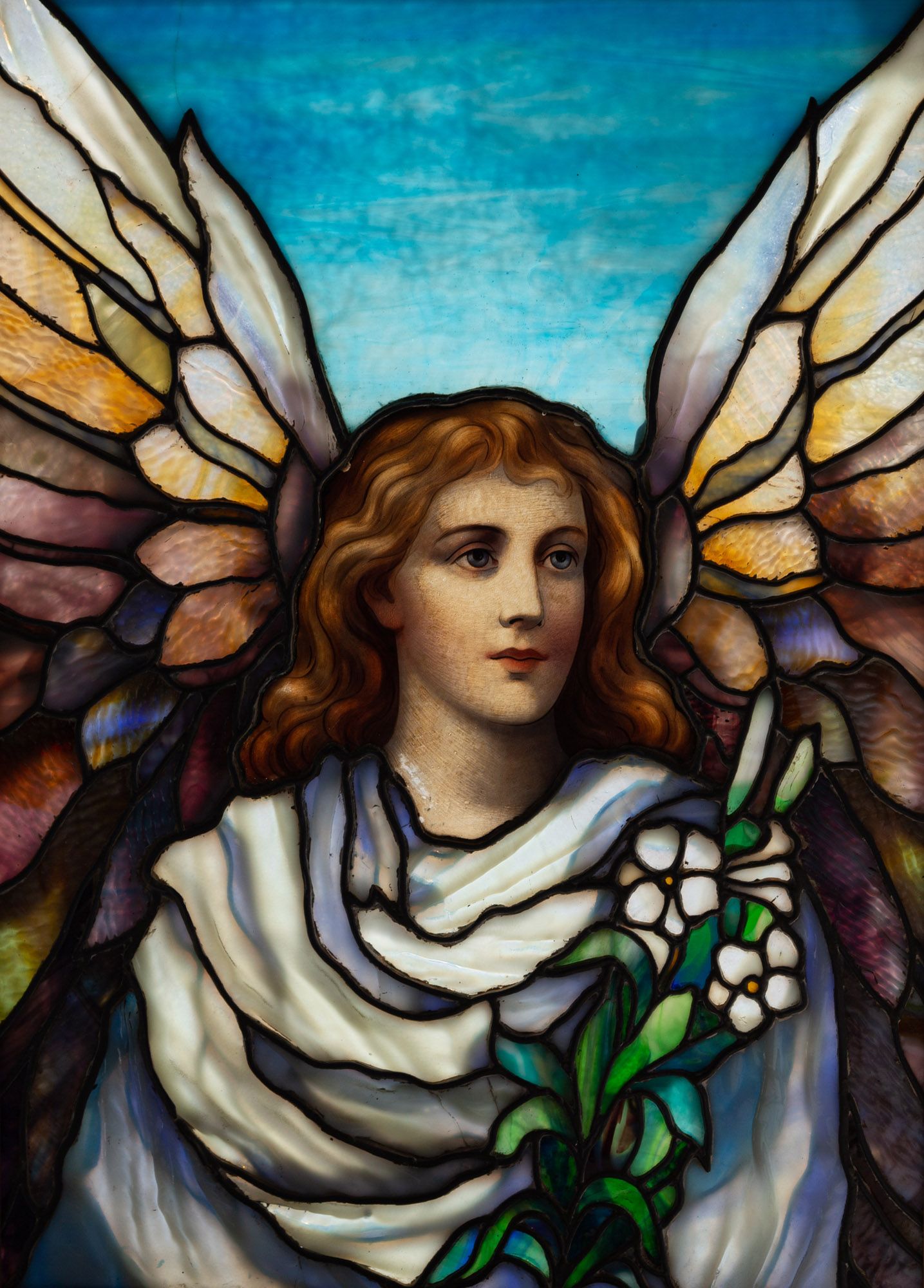 American School Leaded Glass Angel Window | Cottone Auctions