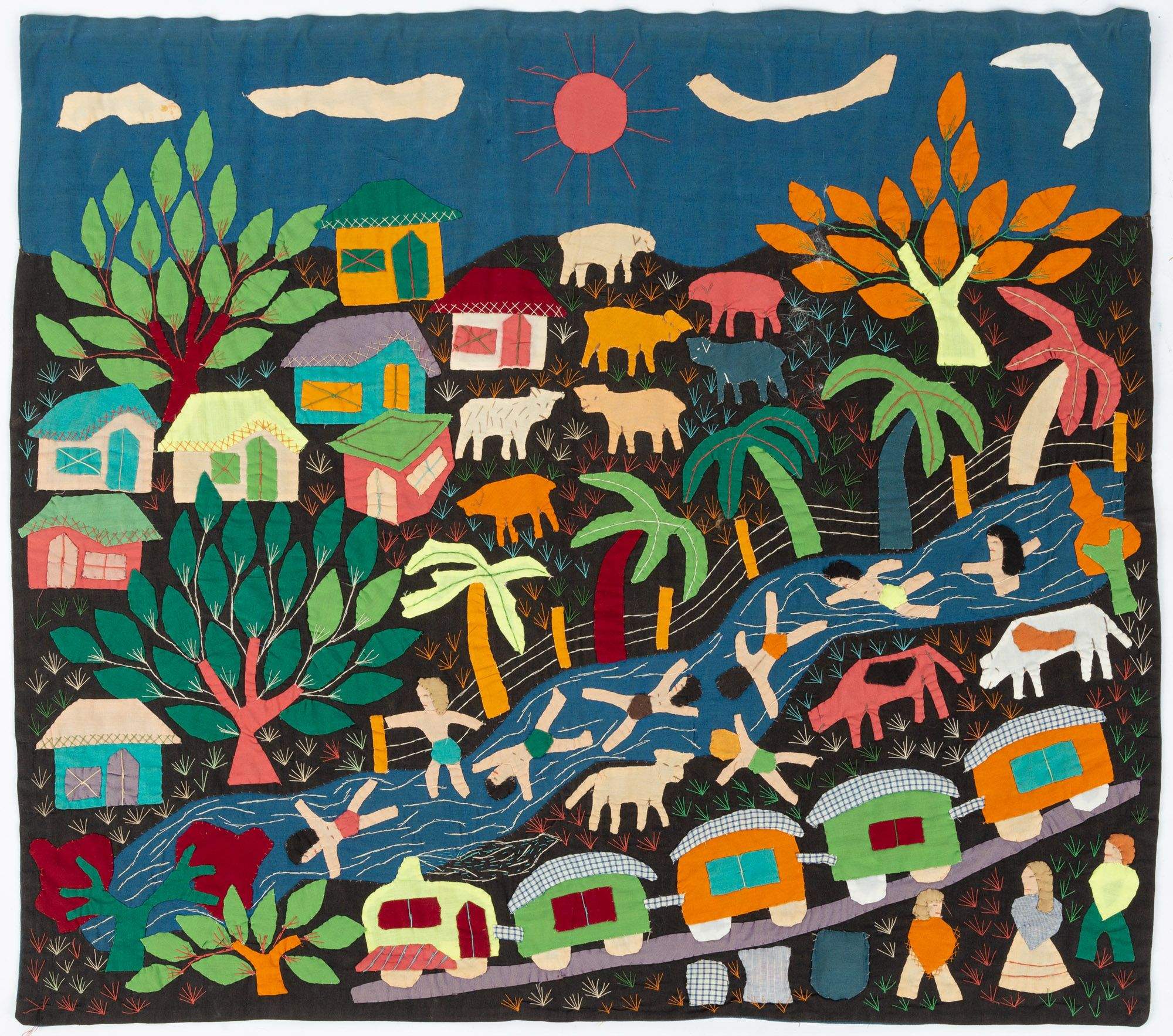 Sewn Cloth Applique Wall Hanging Tapestry | Cottone Auctions