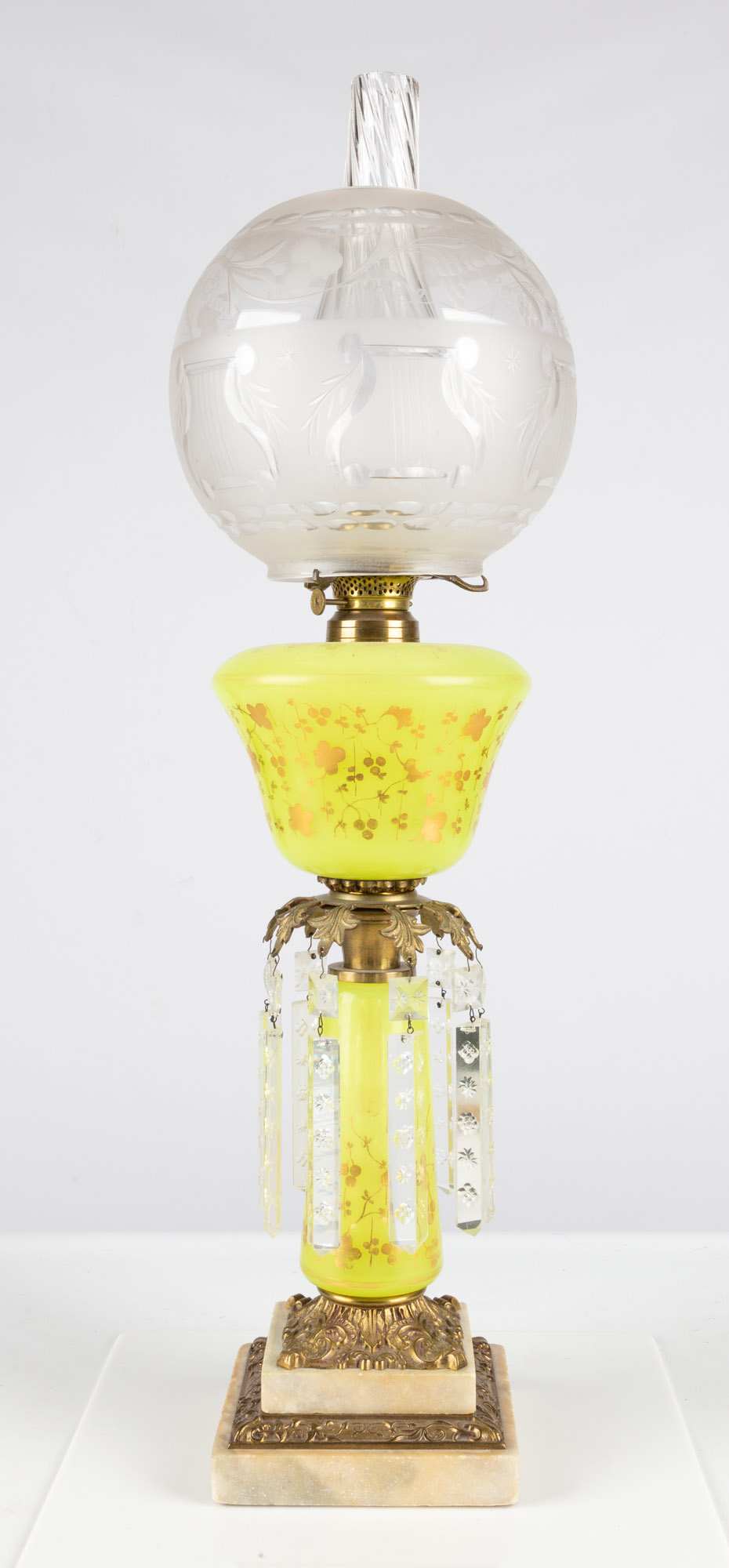 Boston and Sandwich Glass Company Yellow Opaline Oil Lamp | Cottone ...