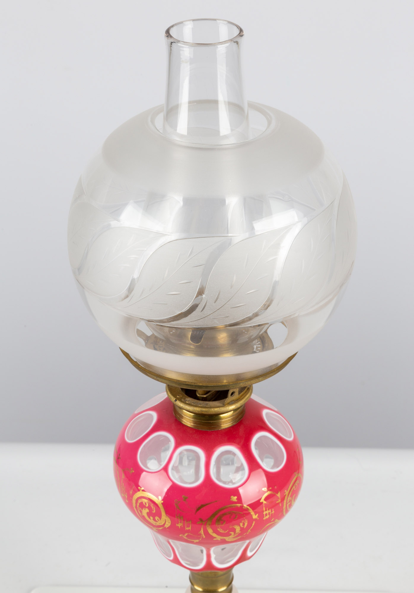Pink Overlay & Opaline Oil Lamp | Cottone Auctions