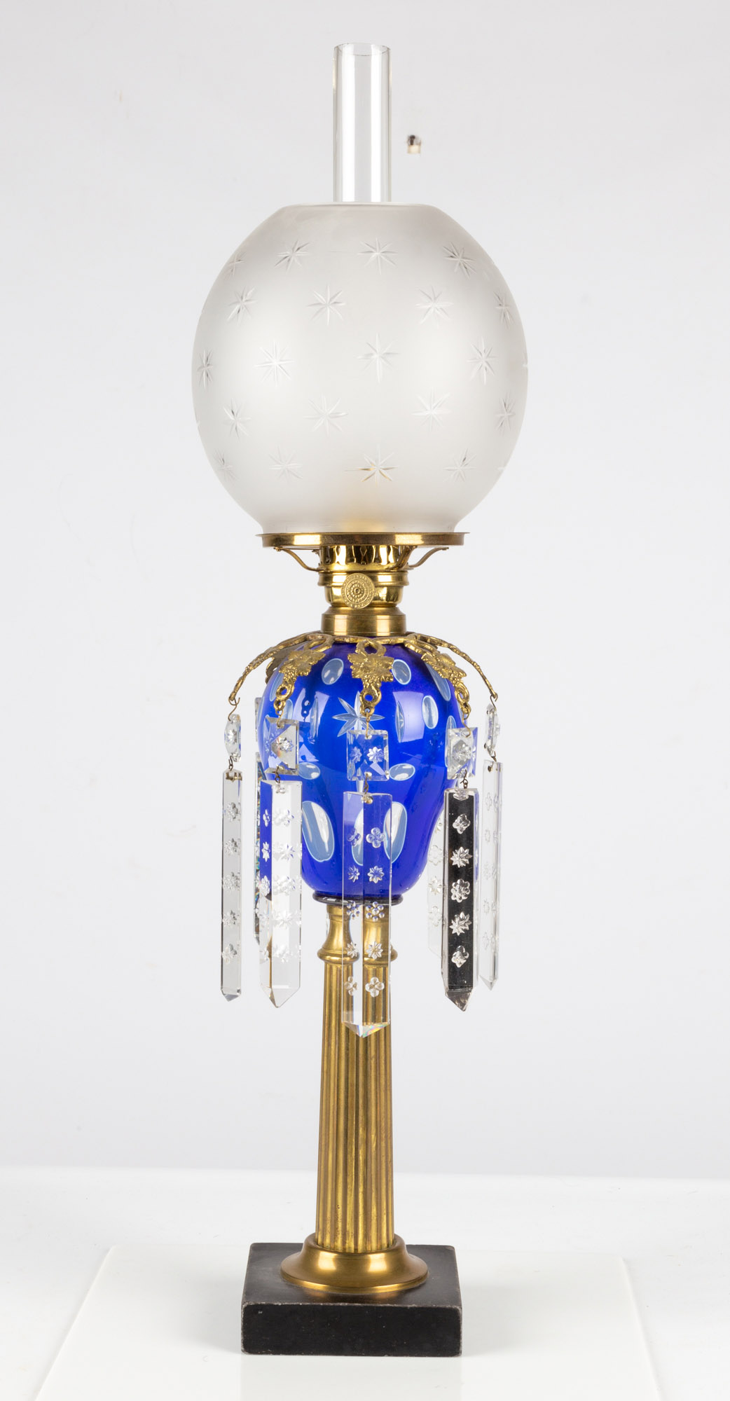 Blue Overlay Transition Oil Lamp | Cottone Auctions
