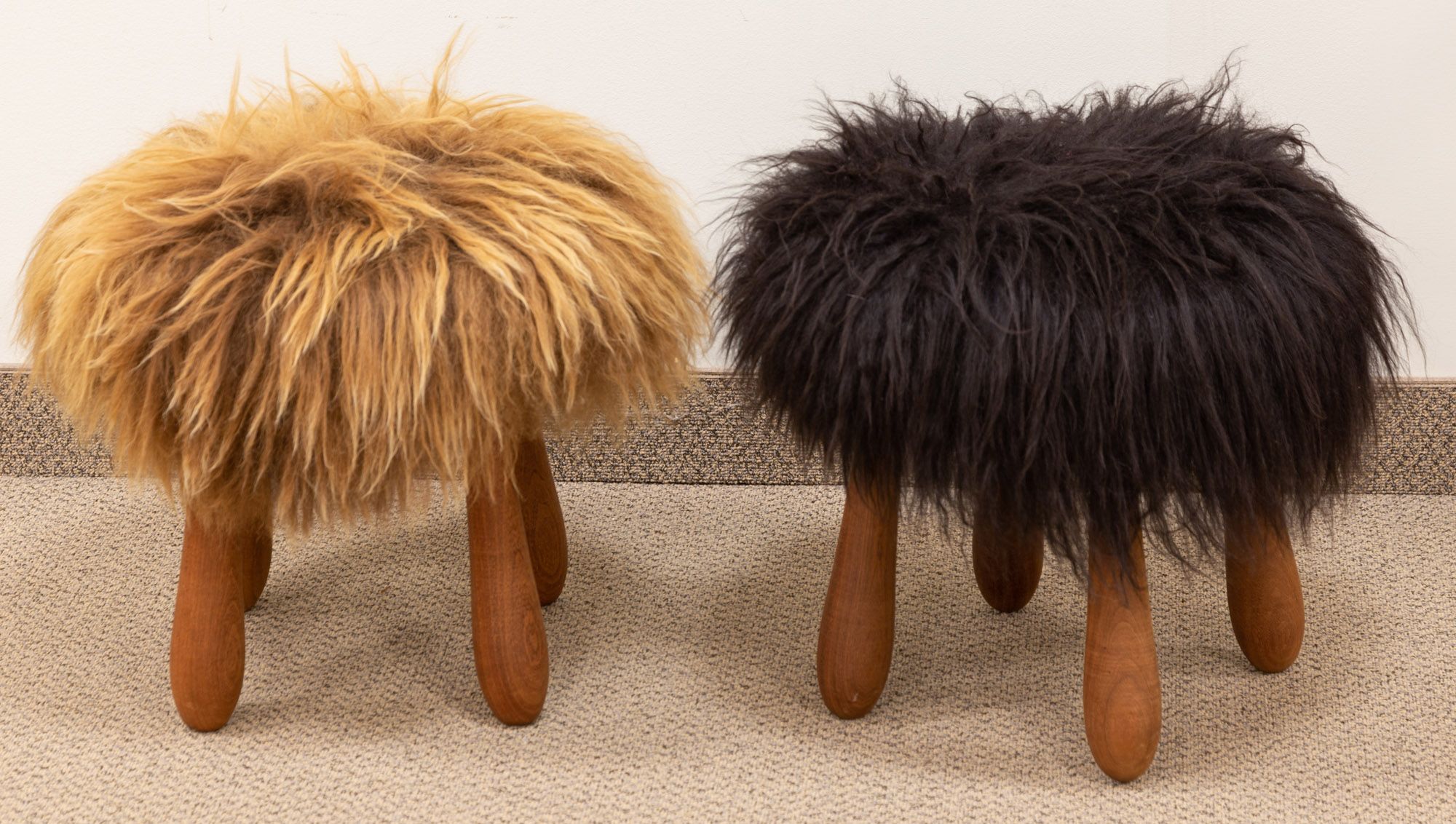 (2) Icelandic Fuzzy Stools | Cottone Auctions