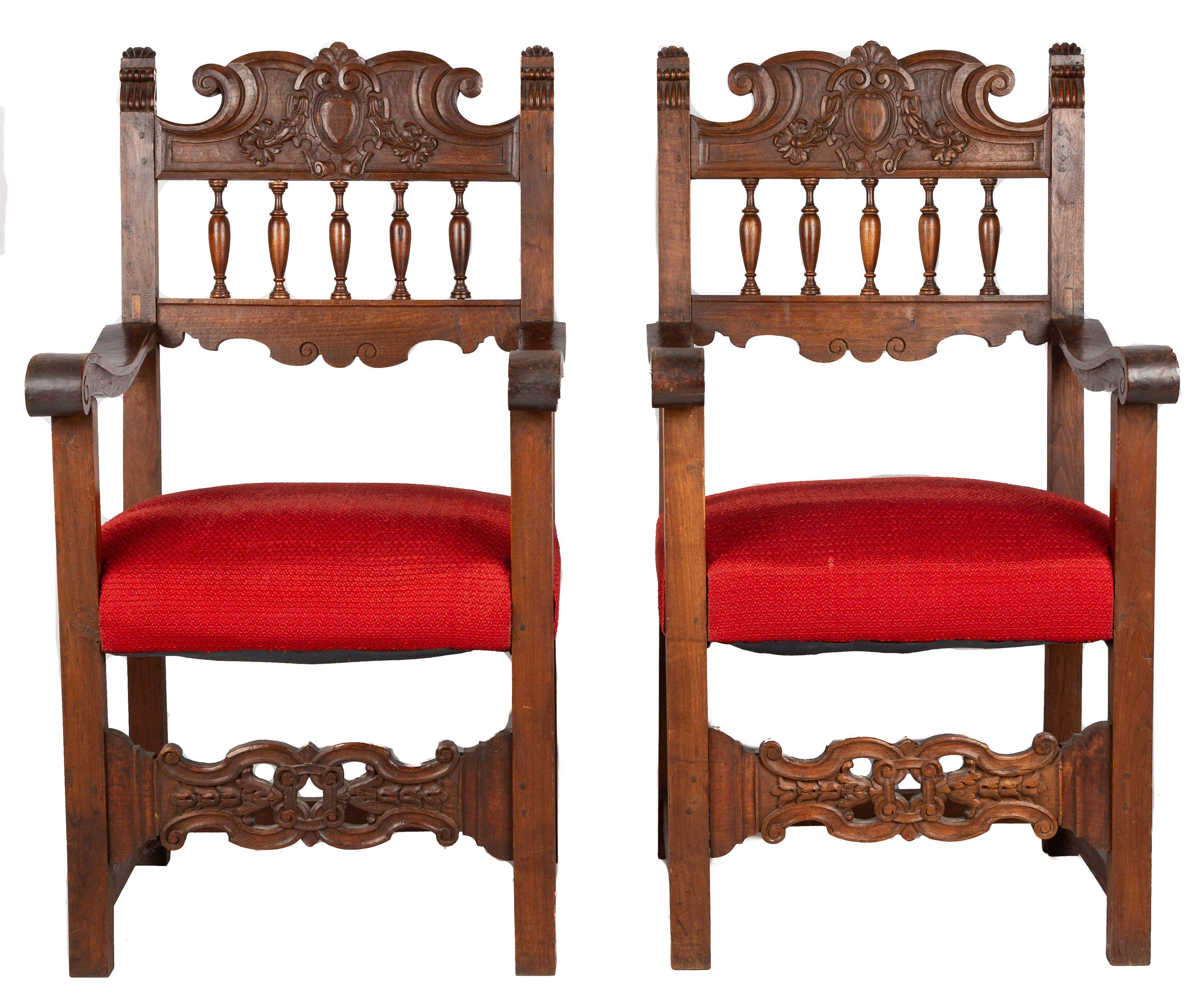 19th Century Italian School Walnut Arm Chairs | Cottone Auctions