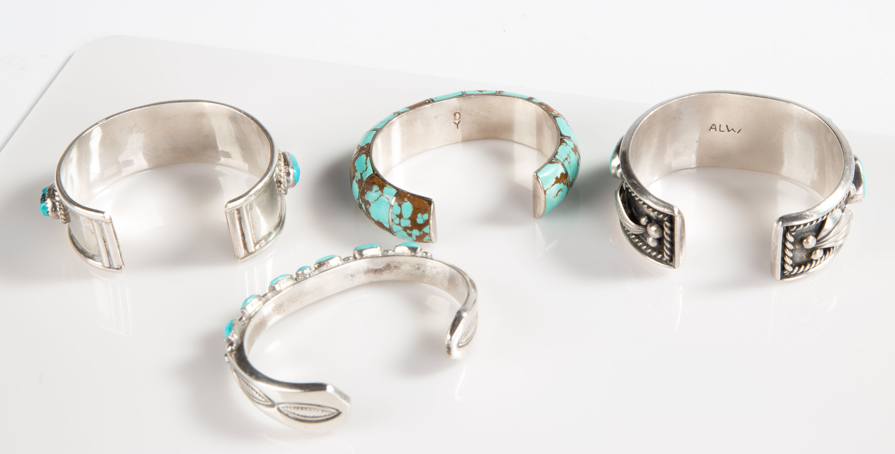 (4) Silver & Turquoise Cuffs | Cottone Auctions