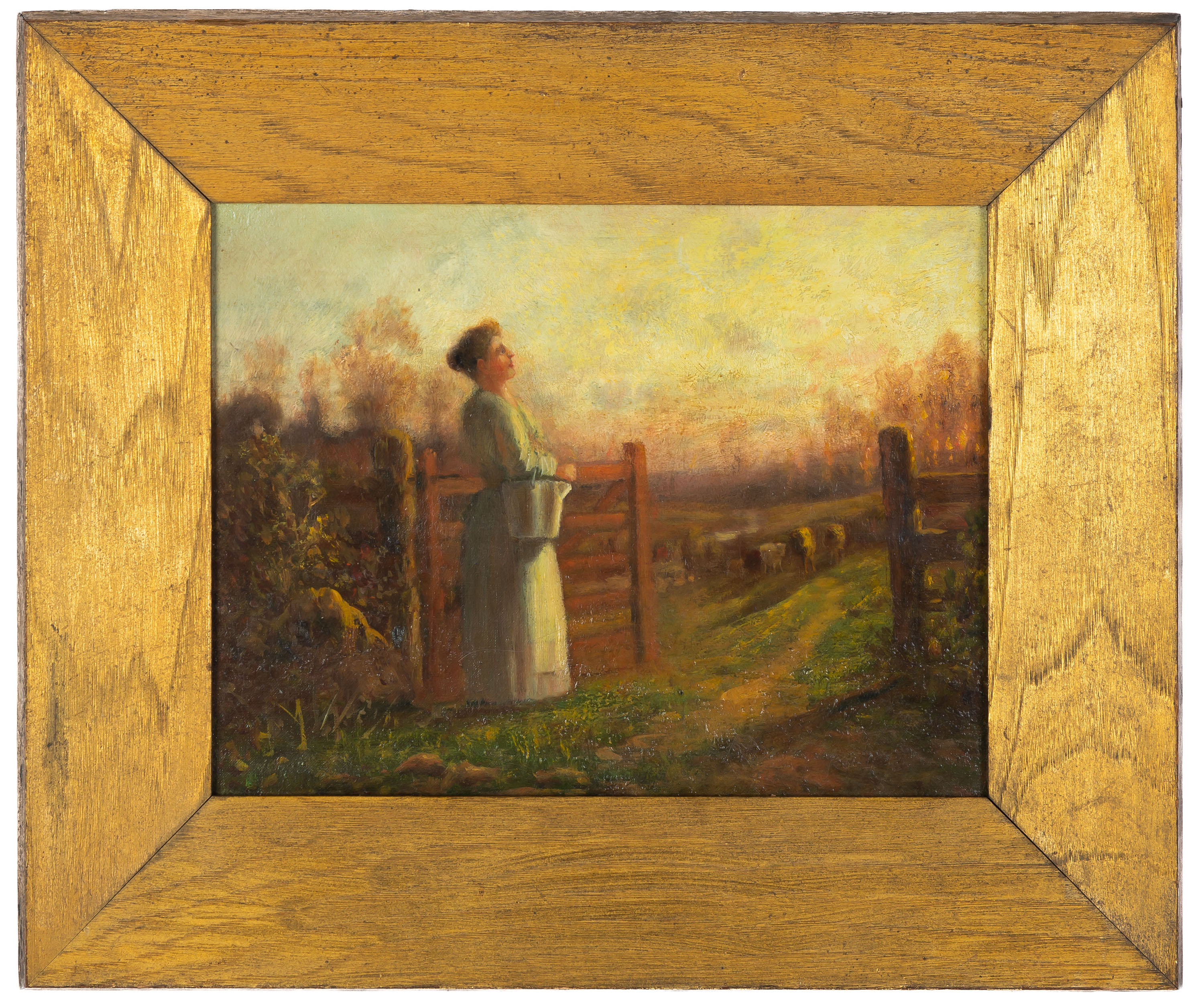 Frank Eastman Jones (American, 1854-1933) Woman in Pasture with Cows ...