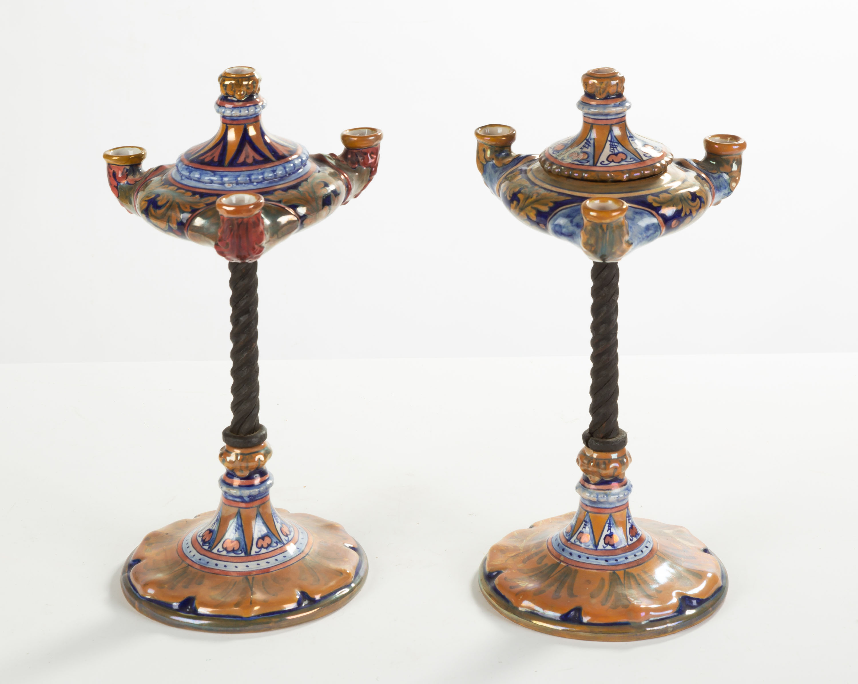 Italian Lusterware Candlesticks | Cottone Auctions