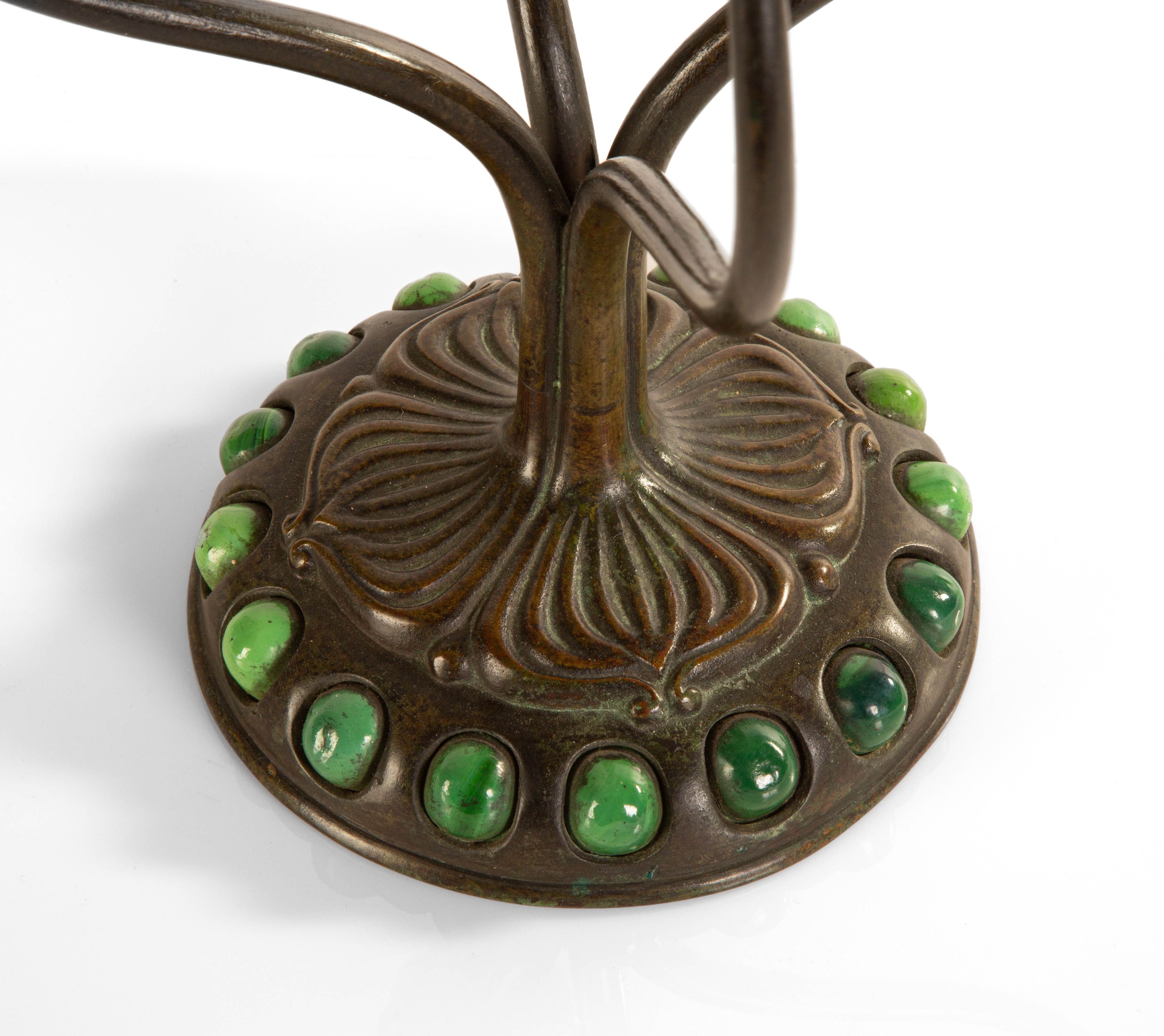 Tiffany Studios Four-Post Jeweled & Blown-Out Candelabra | Cottone Auctions
