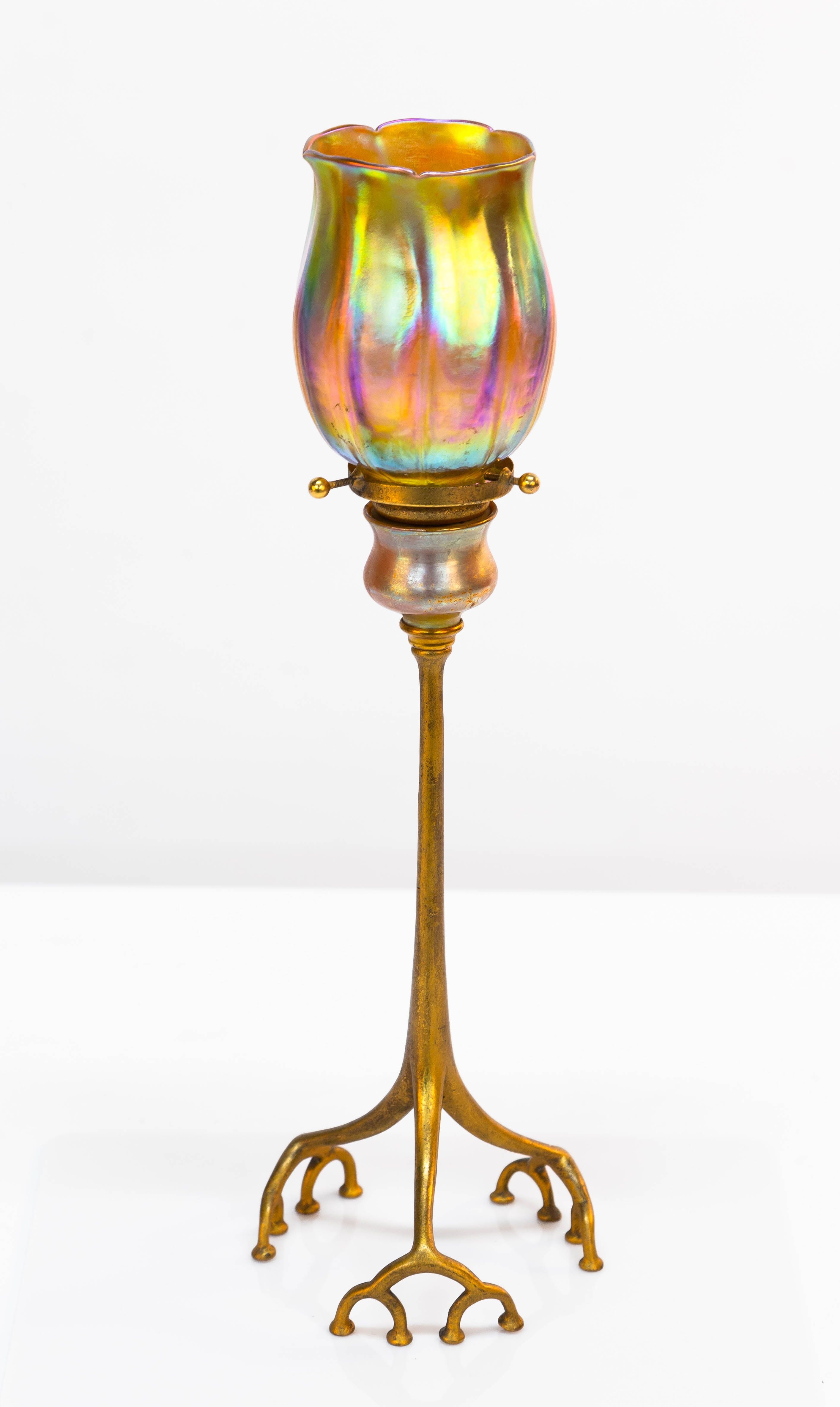 Tiffany Studios Favrile Bobeche Candlestick | Cottone Auctions