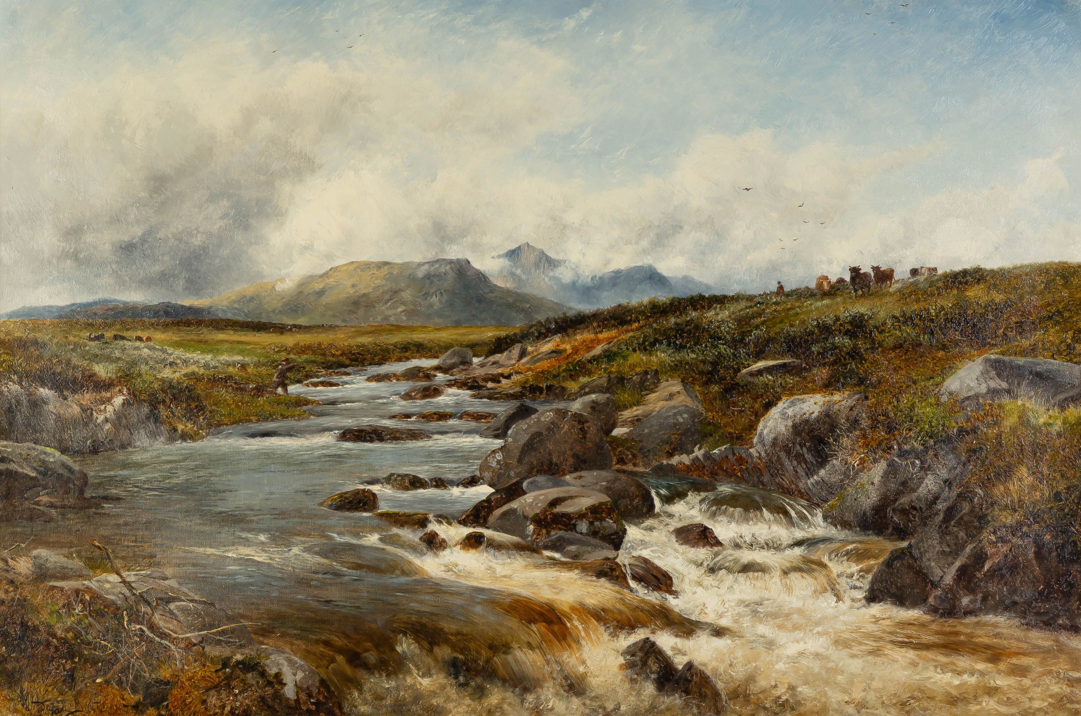 David Bates (British, 1840-1921) "Morning on a Troutland Stream ...