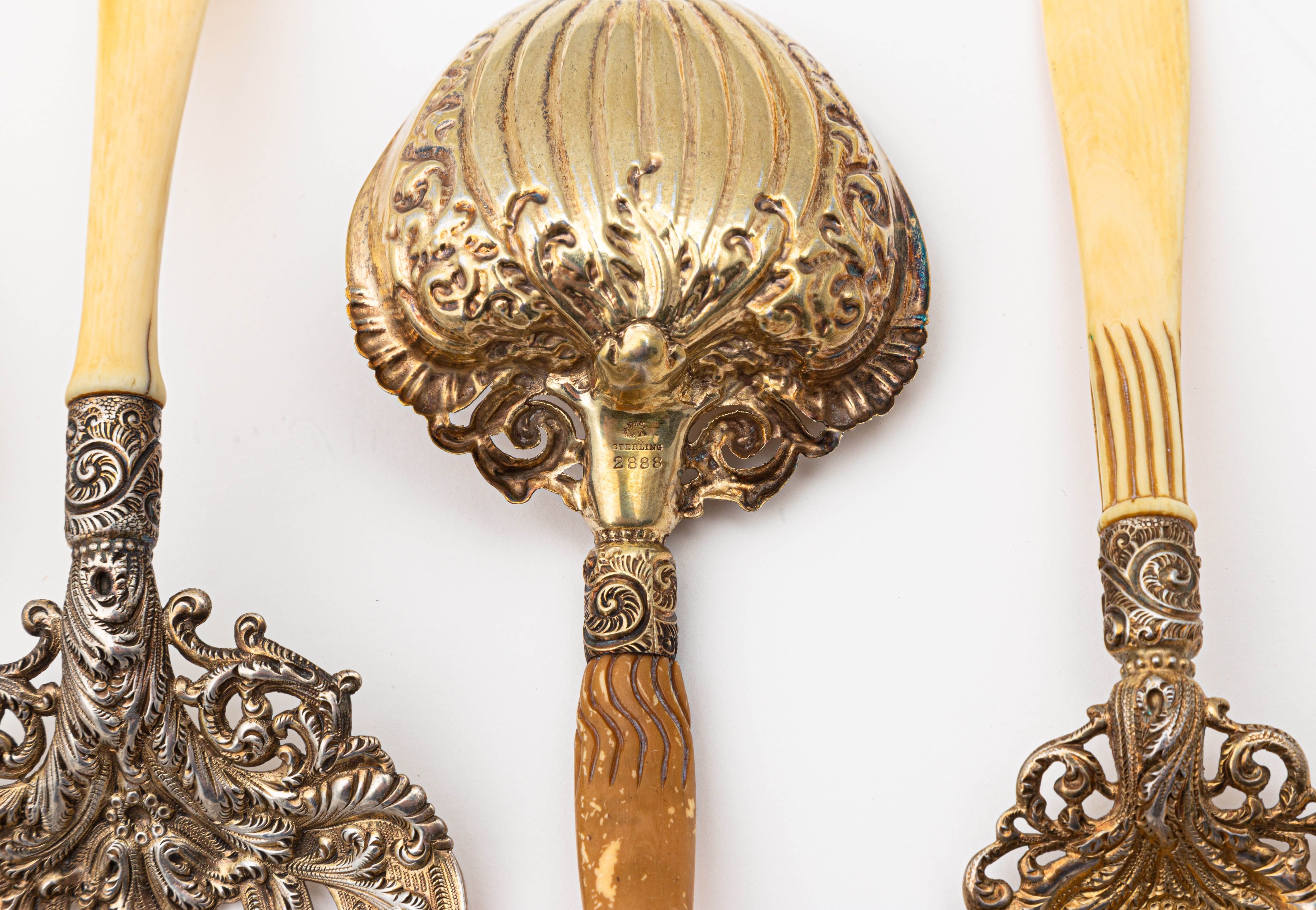 Charles Osborne, Whiting Silver-Gilt Serving Set with Gorham Silver ...