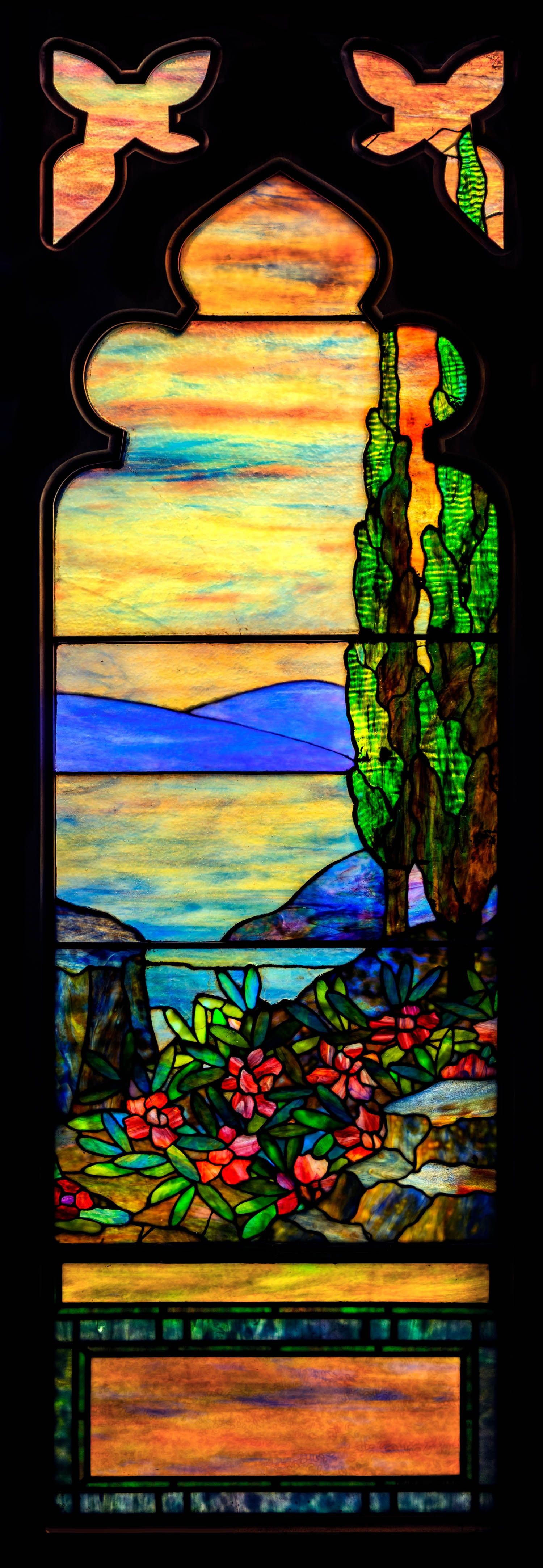 Tiffany Studios, Sunset Landscape Window, 1915 | Cottone Auctions
