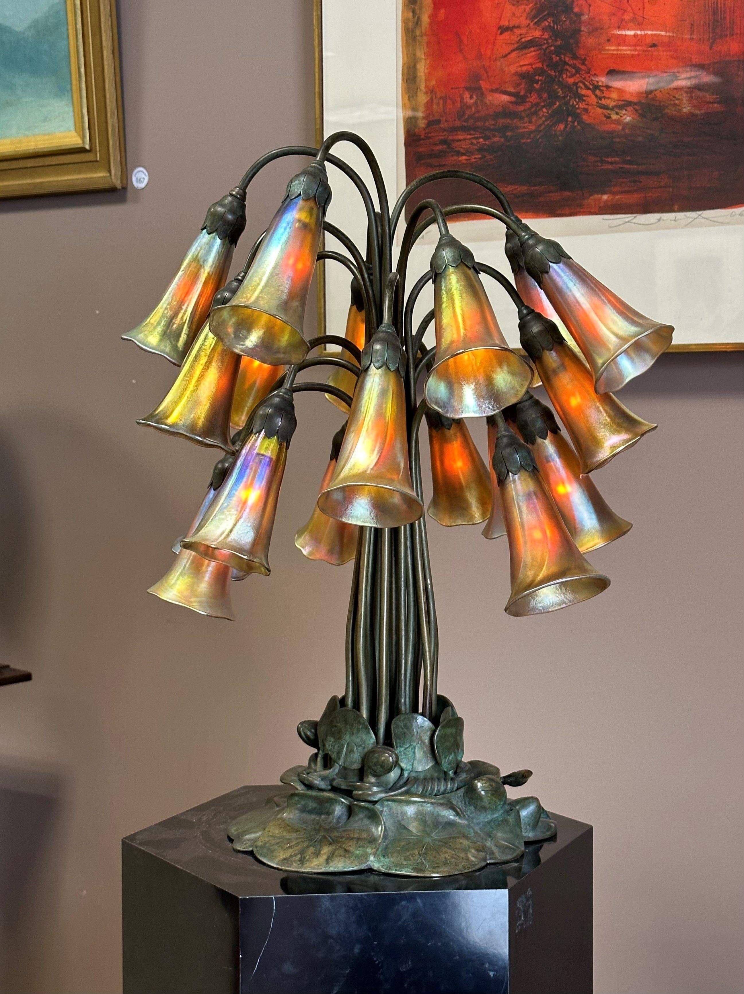 Tiffany Studios, NY Eighteen-Light Lily Table Lamp | Cottone Auctions