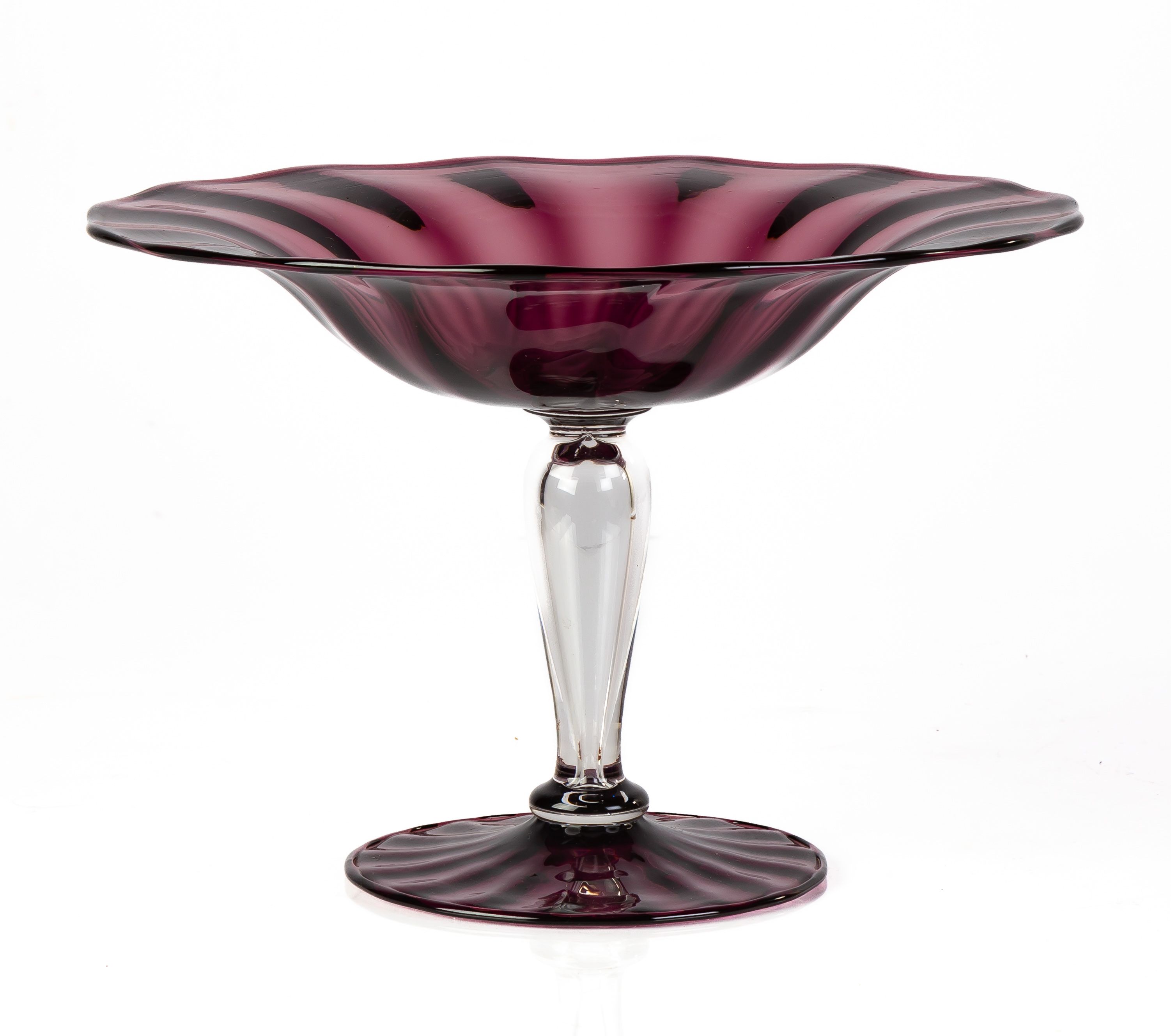 Steuben Amethyst and Clear Compote | Cottone Auctions