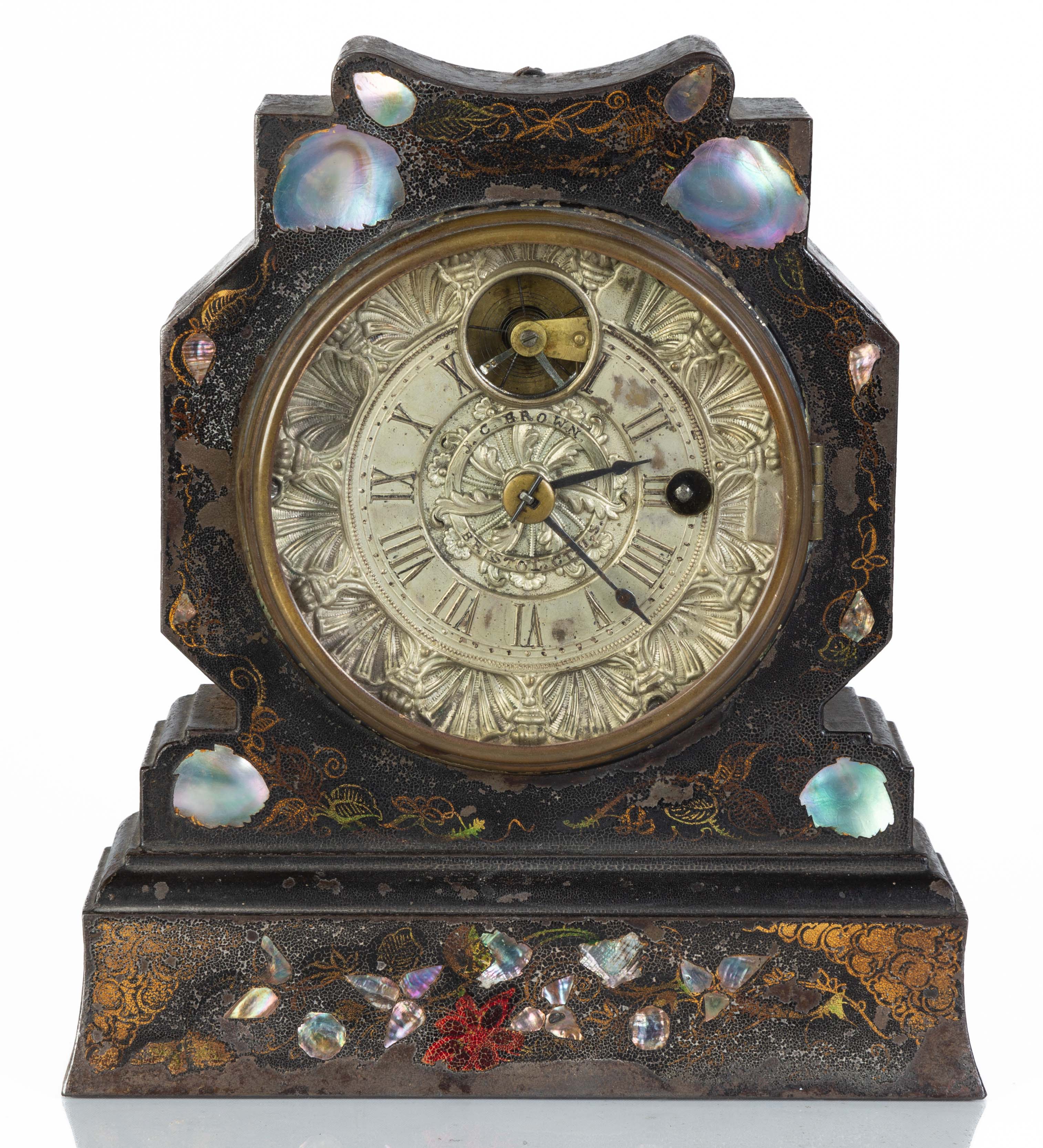 Rare JC Brown Miniature Iron Mantel Clock | Cottone Auctions