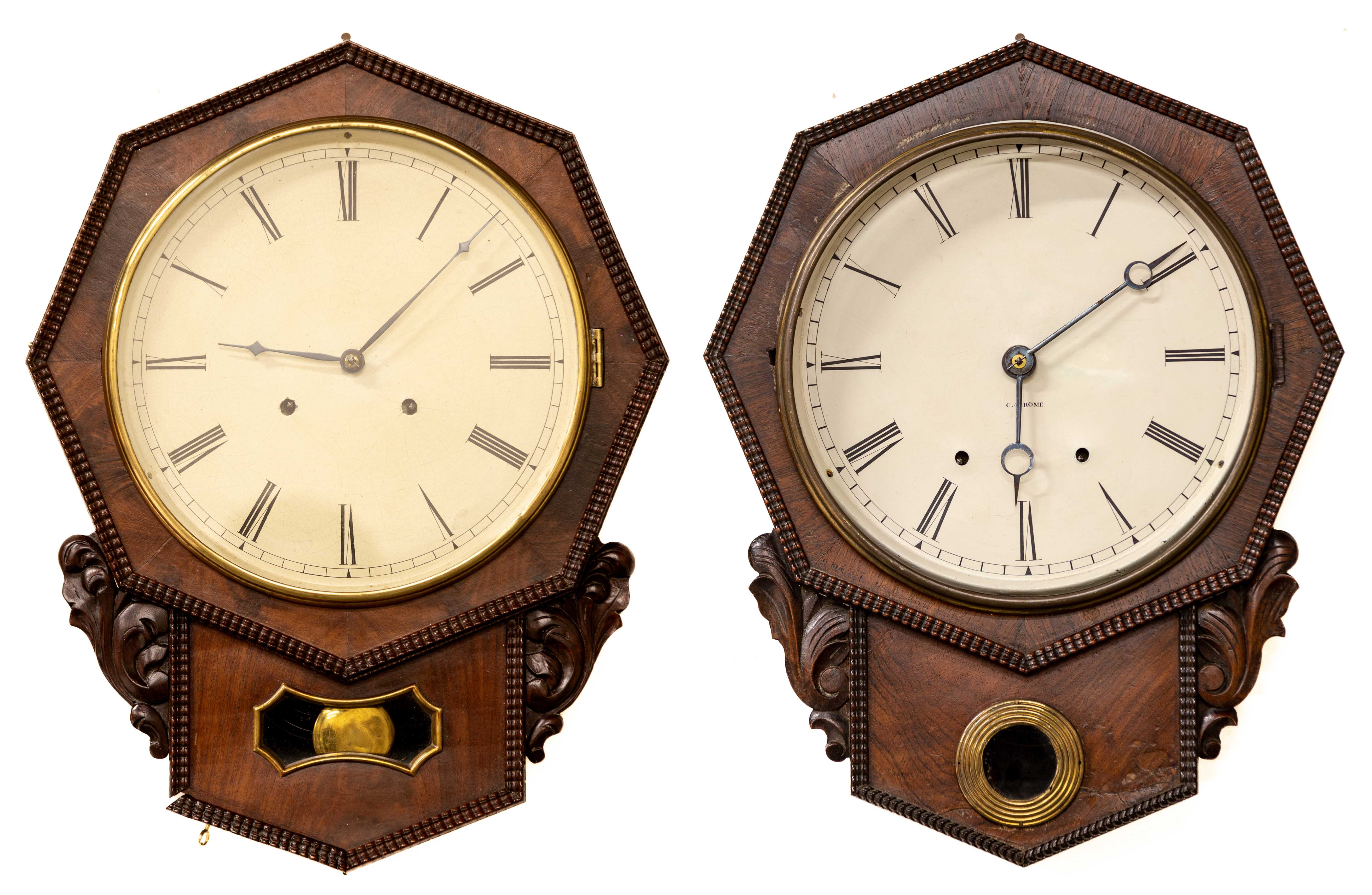 (2) Chauncey Jerome Drop Dial Gallery Wall Clocks | Cottone Auctions
