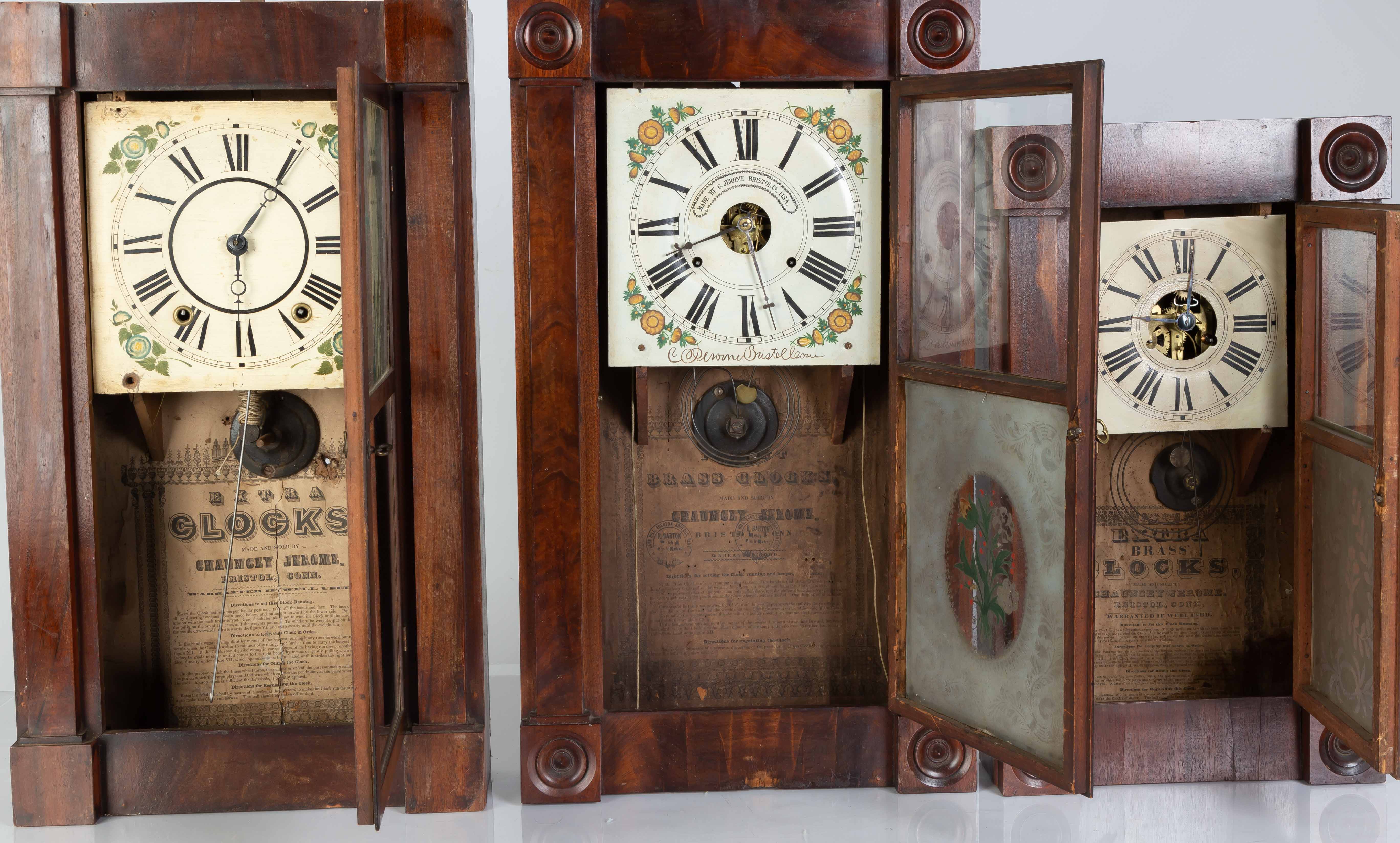 (3) C. Jerome Flat Column Shelf Clocks | Cottone Auctions