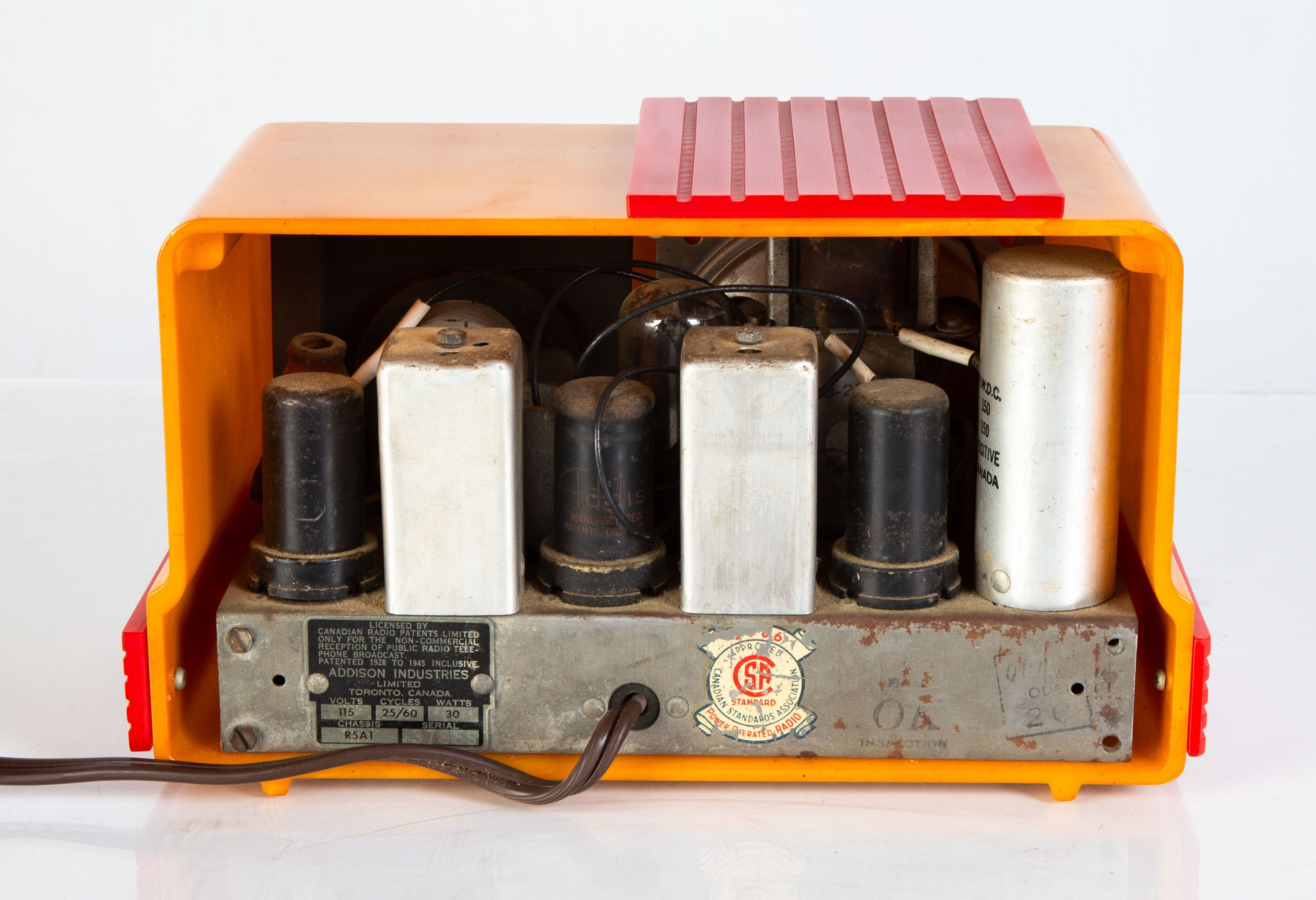 Addison 2 "Waterfall" Catalin Radio in Light Yellow and Bright Red ...