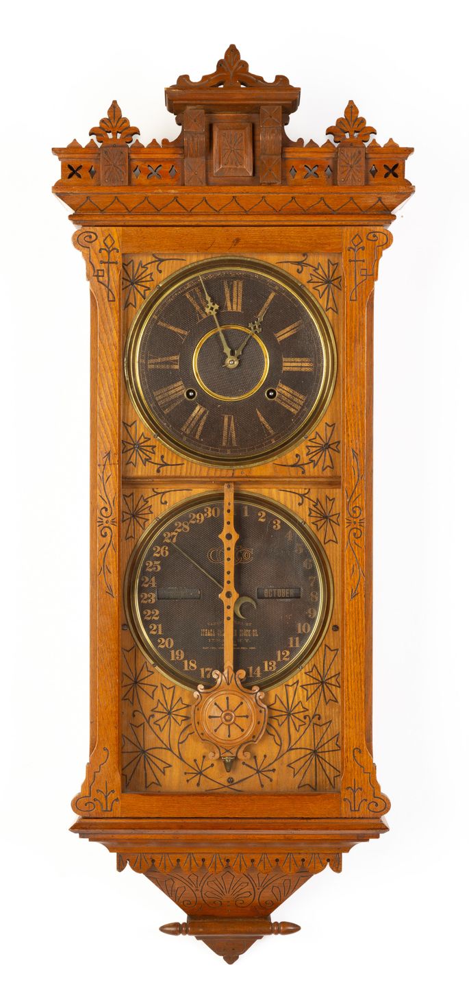 Ithaca Hanging Belgrade Double Dial Calendar Clock No. 5 1/2 | Cottone ...