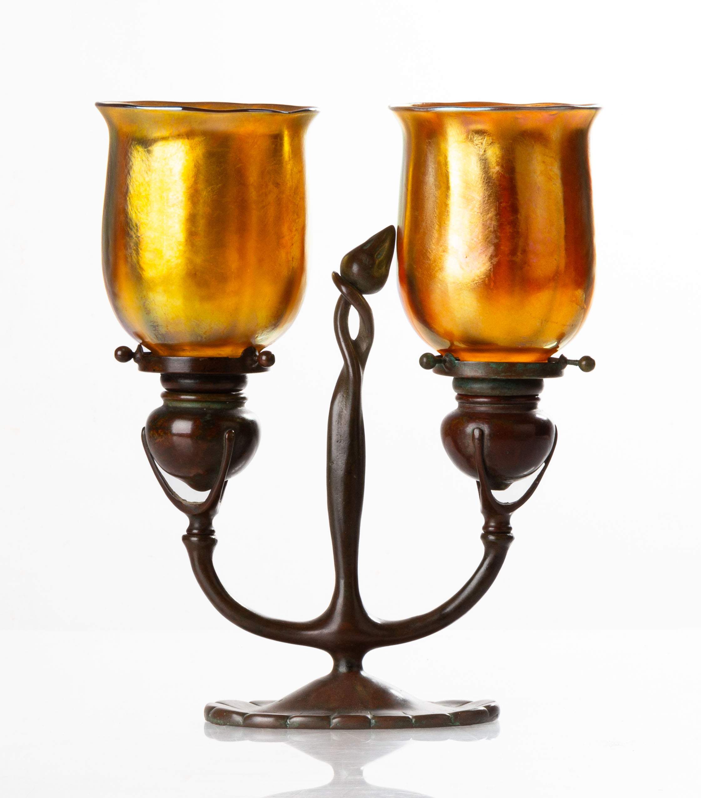 Tiffany Studios Double Candlestick | Cottone Auctions