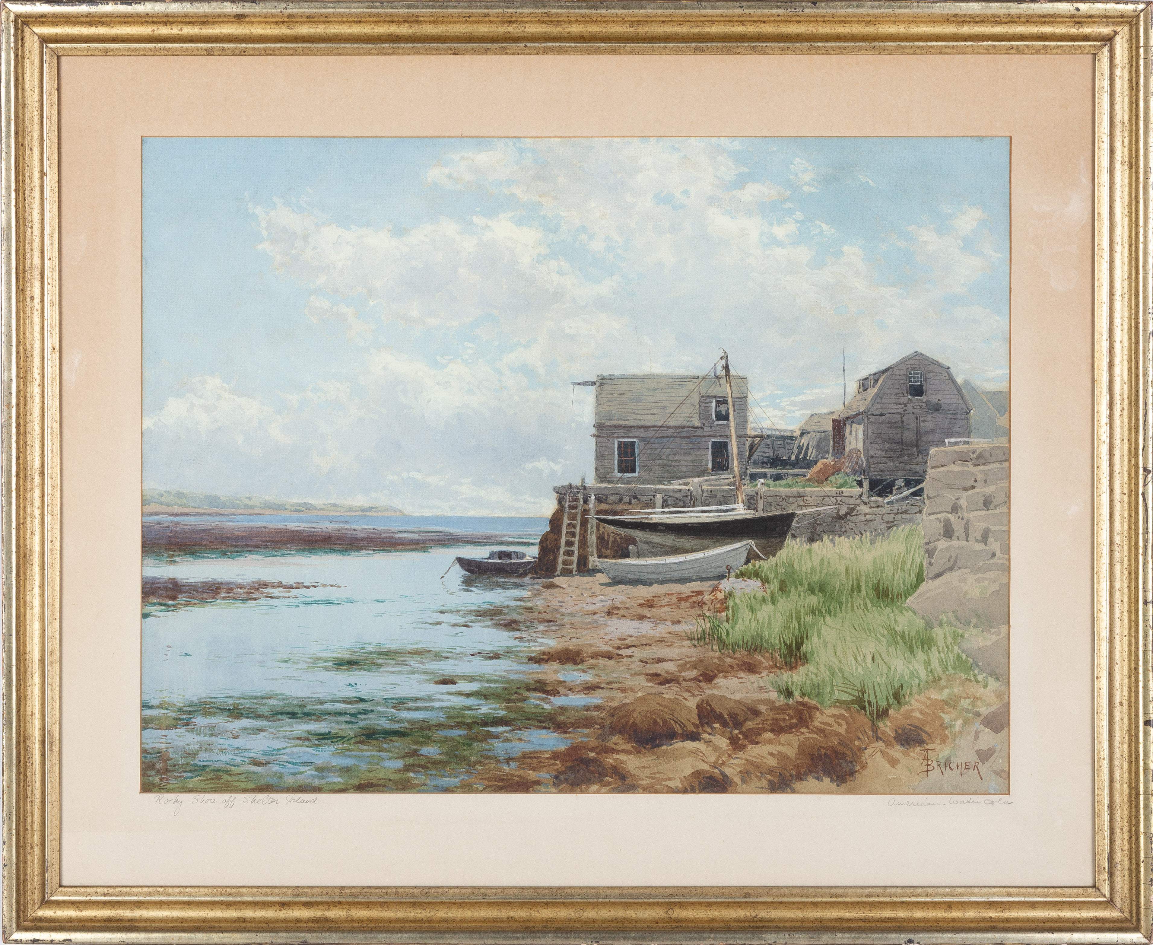 Alfred Thompson Bricher (American, 1837-1908) Rocky Shore, Shelter ...