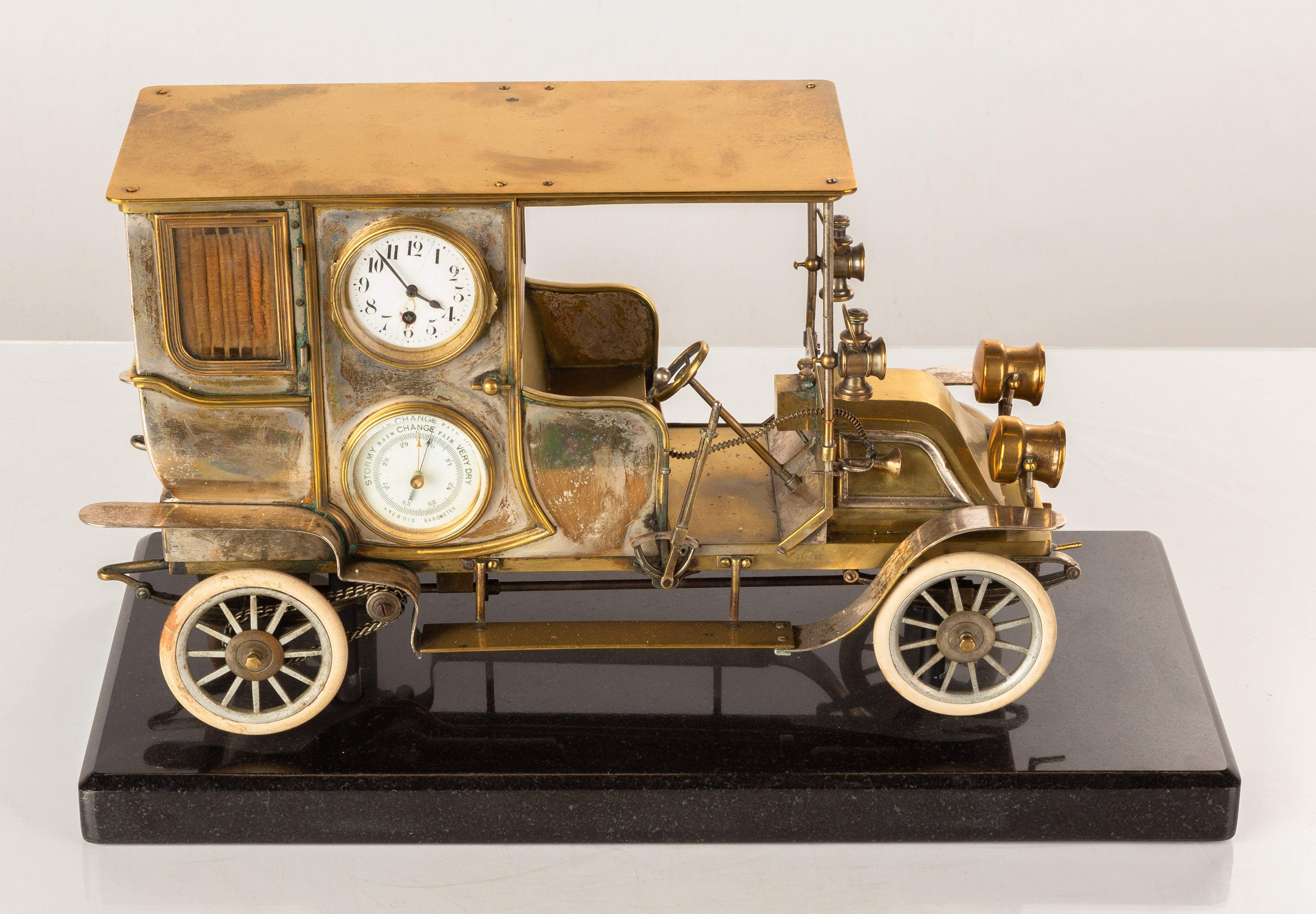 Rare French Guilmet Industrial Automaton Car Clock | Cottone Auctions