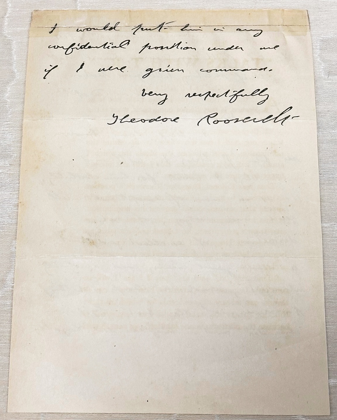 Theodore Roosevelt (1858-1919) U.S. President. Autograph manuscript ...