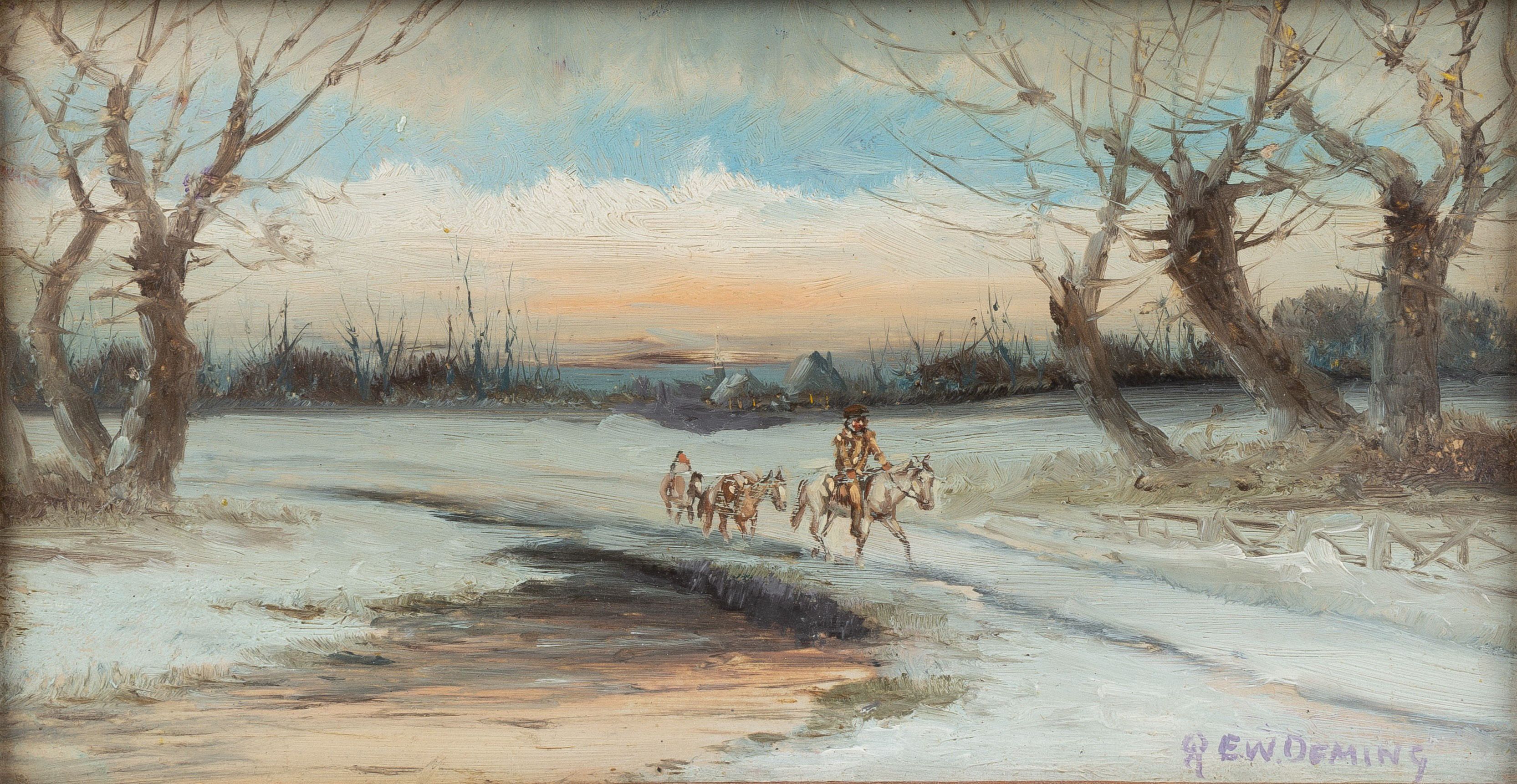Edwin Willard Deming (American, 1860-1942) Winter Landscape with Native ...