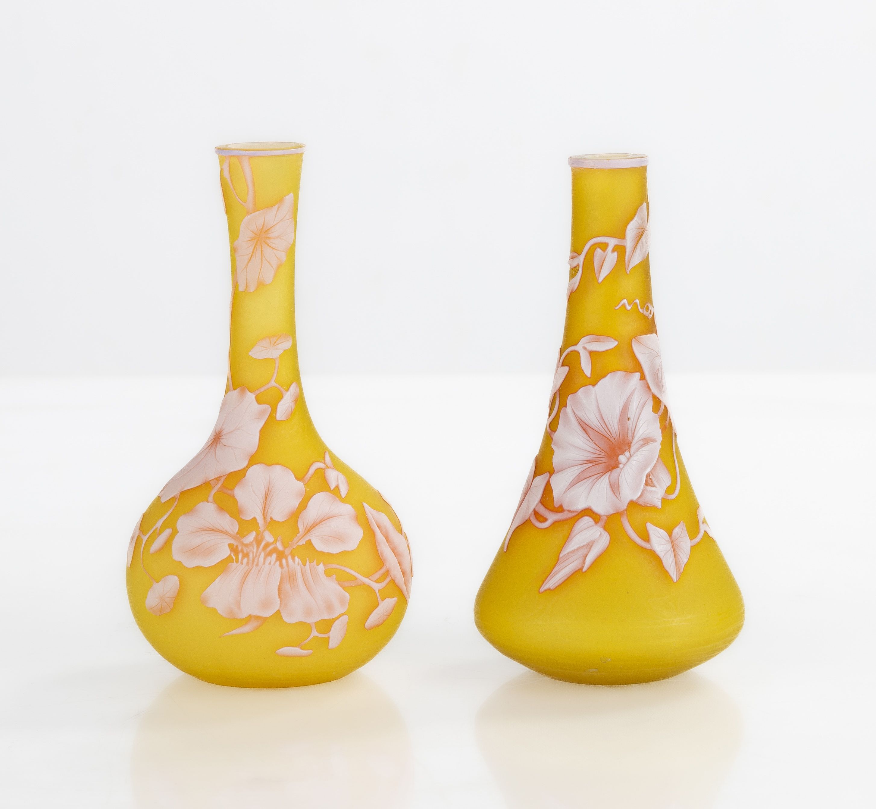 Two Thomas Webb, Miniature Cameo Glass Cabinet Vases | Cottone Auctions