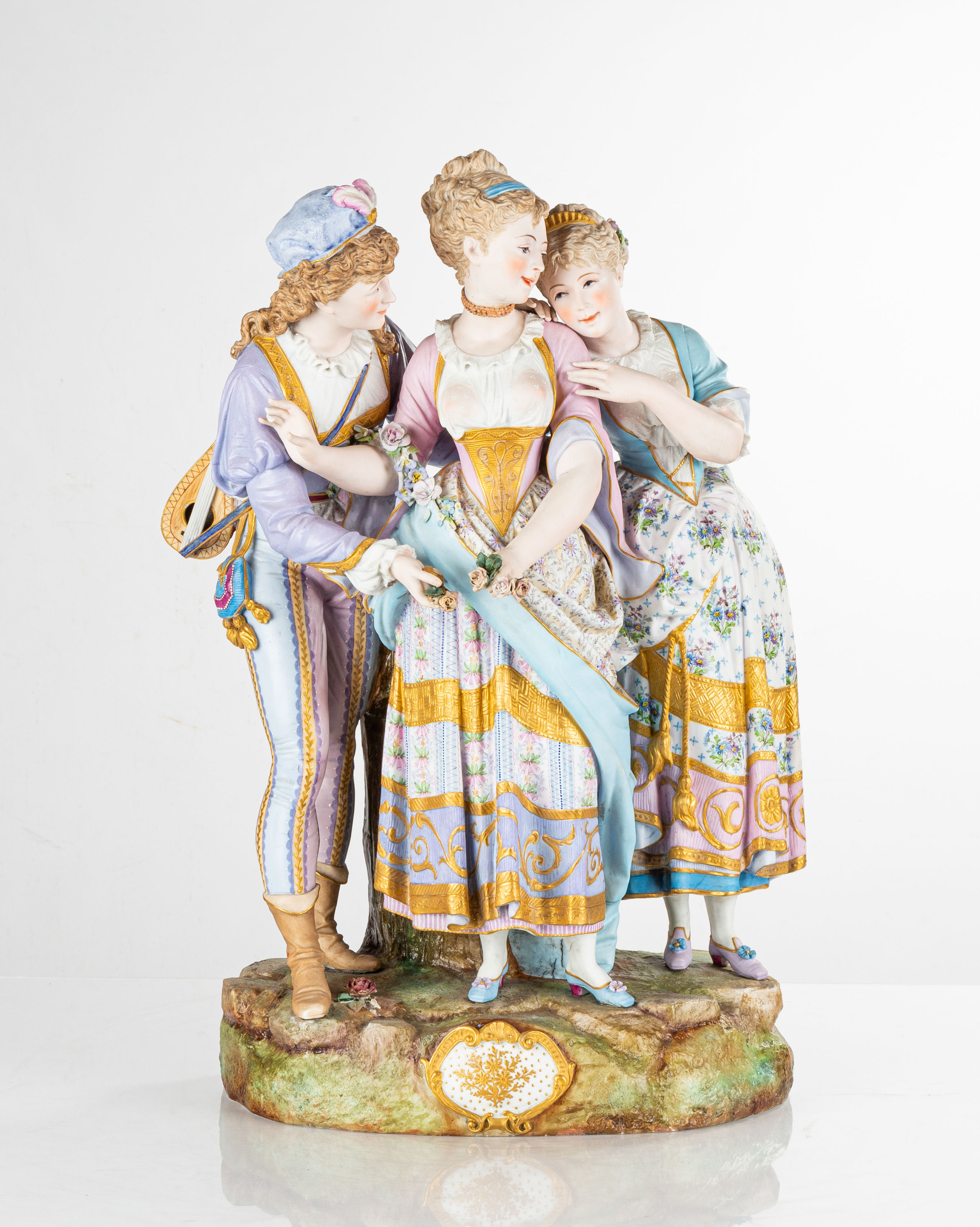 German Painted Bisque Figural Courting Scene | Cottone Auctions