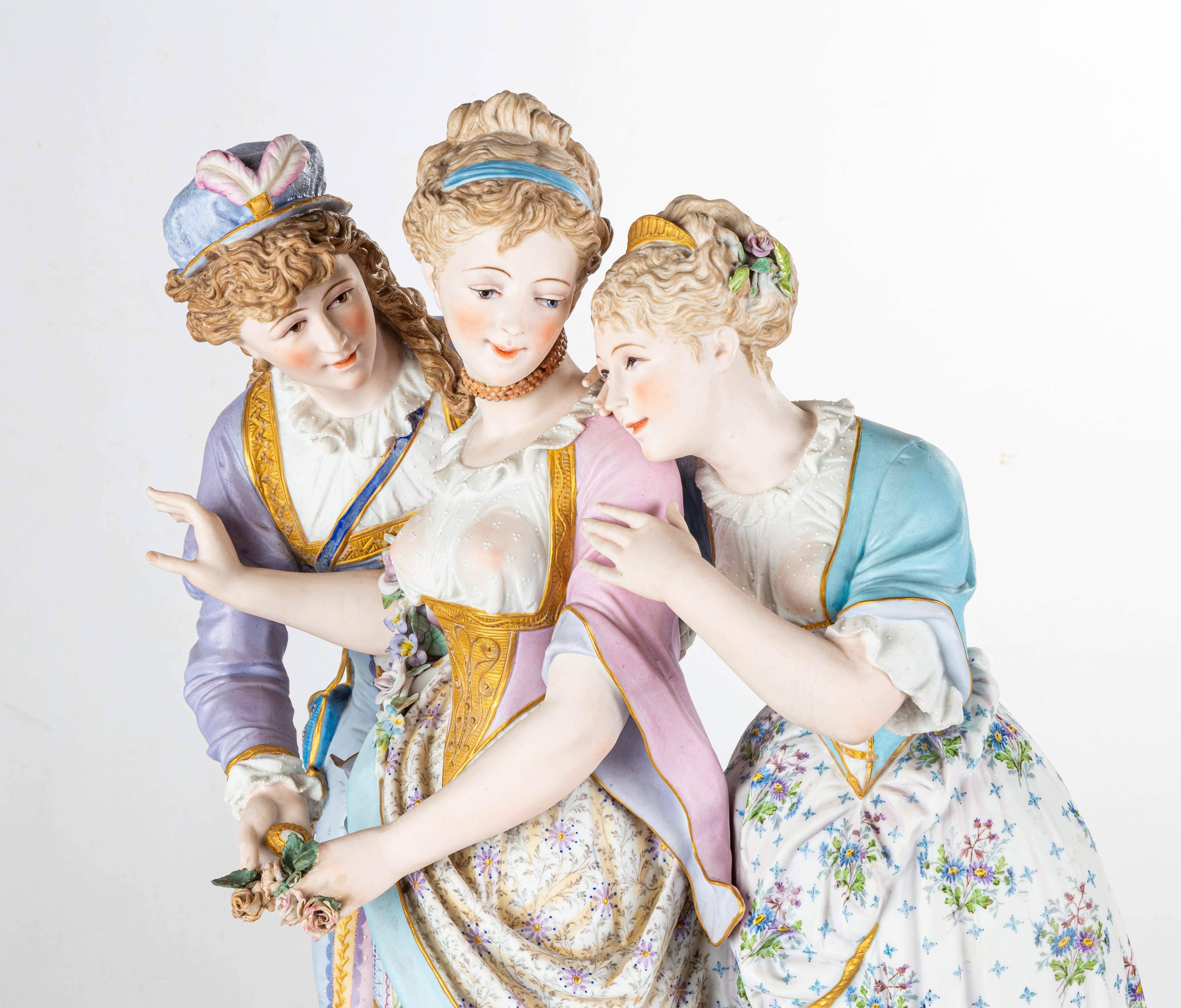 German Painted Bisque Figural Courting Scene | Cottone Auctions
