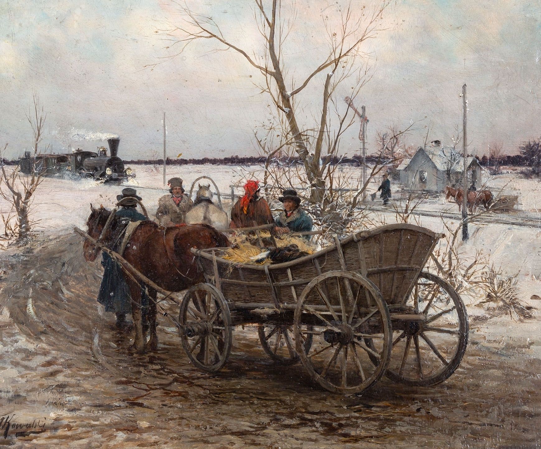 Alfred von Wierusz-Kowalski (Polish, 1849-1915) Meeting the Train ...