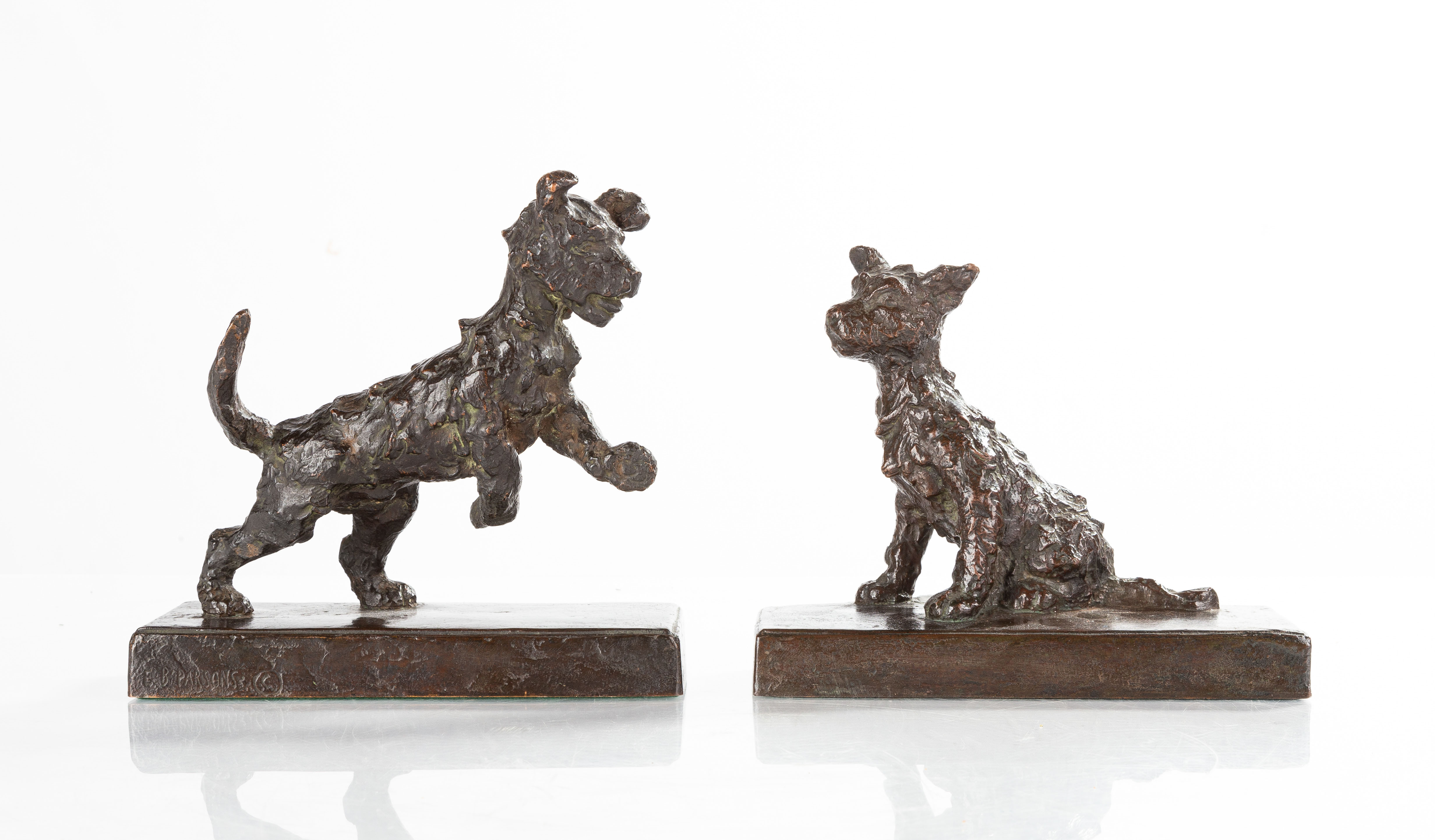 Edith B. Parsons (American, 1878-1956) Terrier Bronze Bookends ...